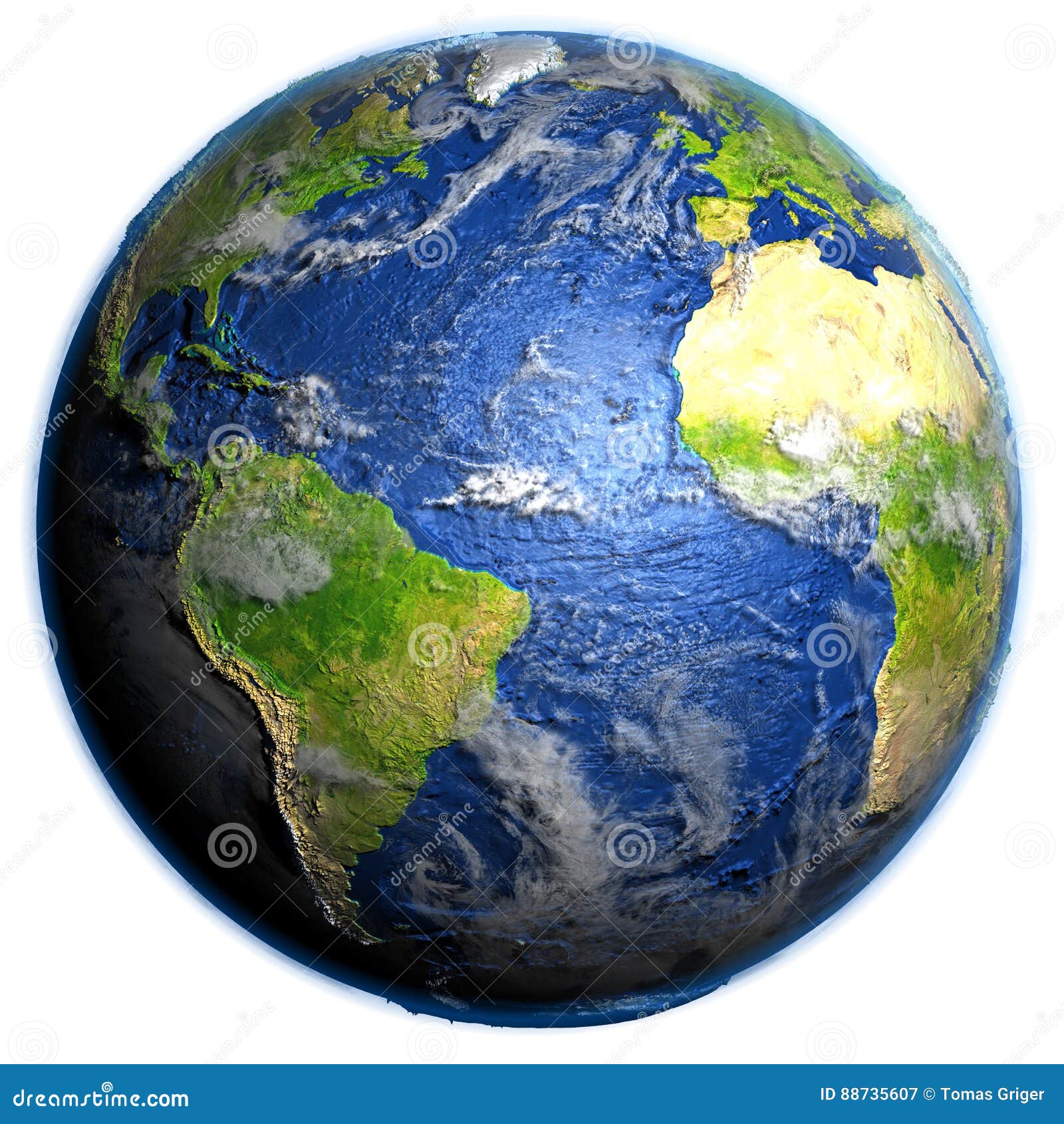 Atlantic Ocean on Earth - Visible Ocean Floor Stock Illustration ...