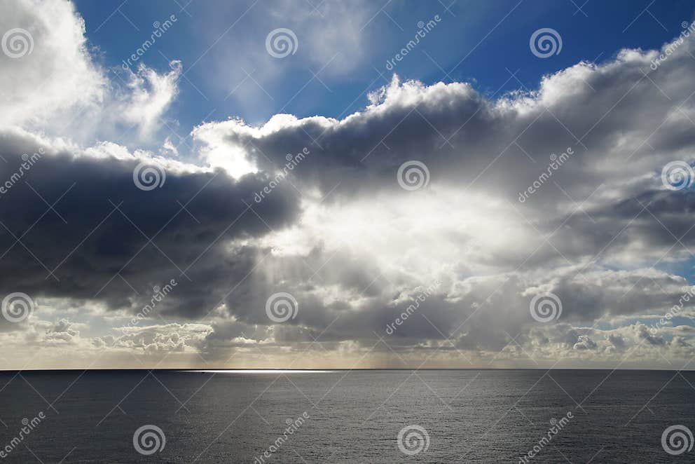 The Atlantic Ocean. Expanses. Mid-ocean Sky Clouds. a Game of Sunlight ...