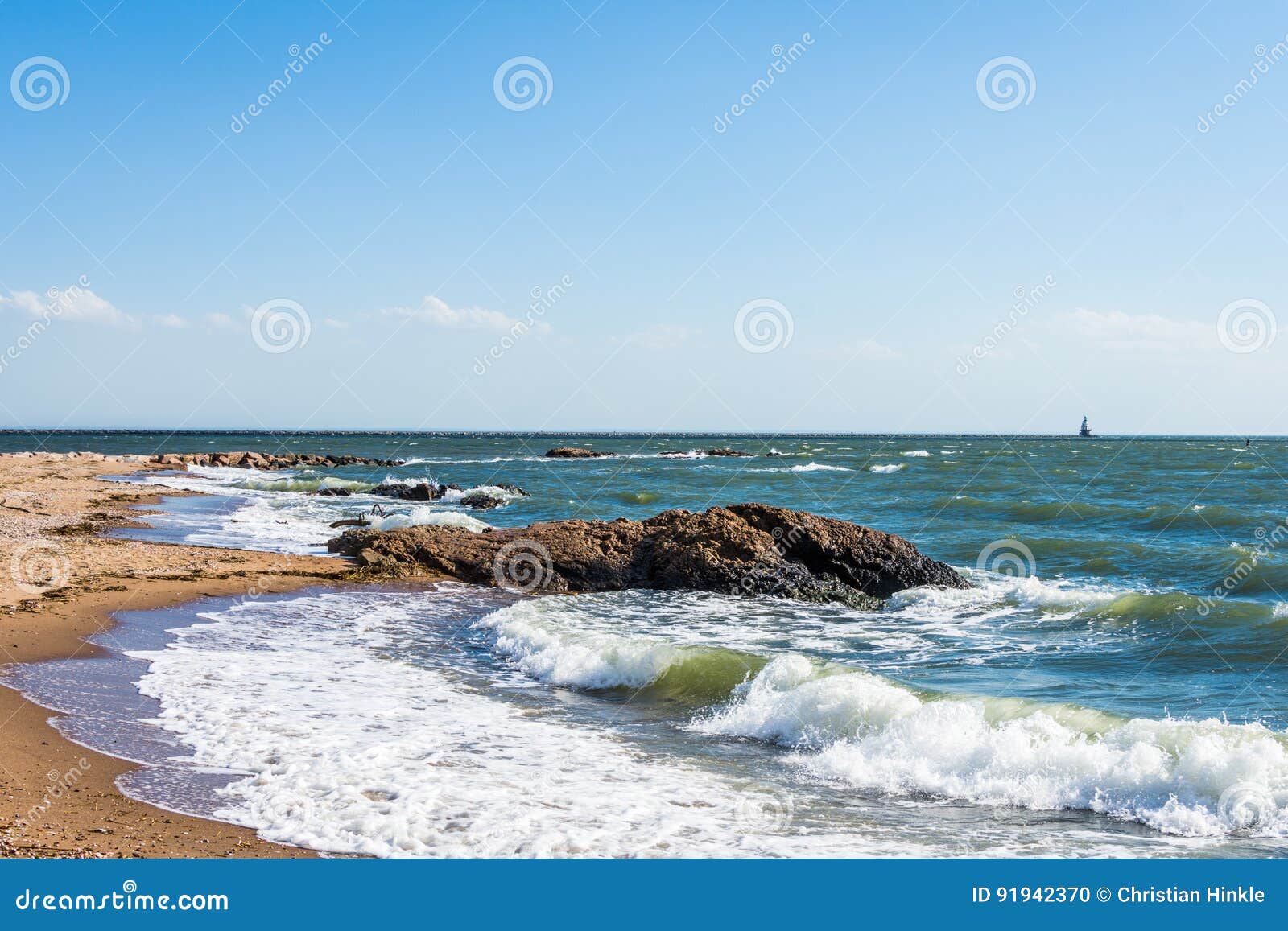 Atlantic Ocean in Lighthouse Point Park in New Haven Connecticut Stock ...