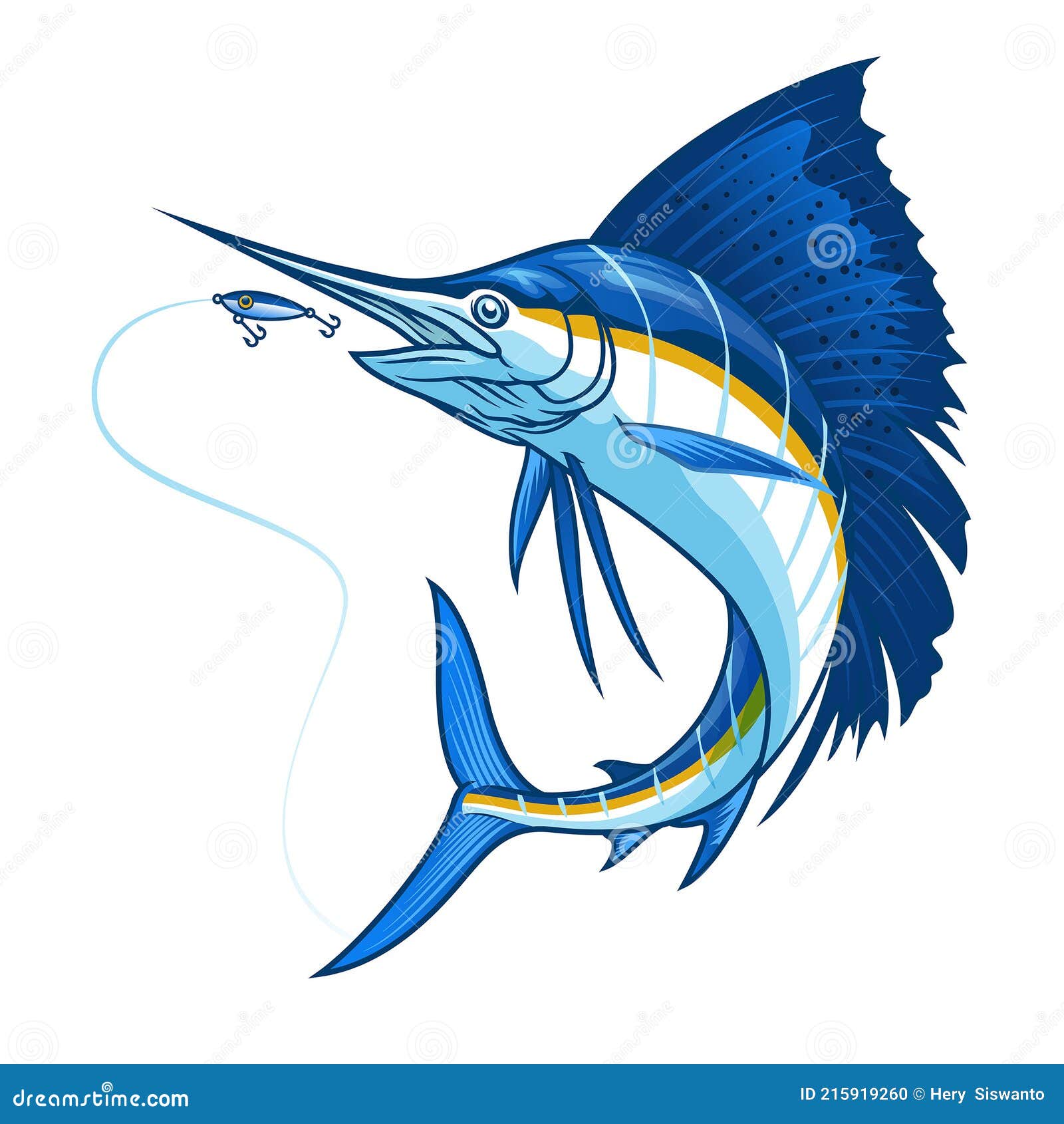 Atlantic Sailfish Chasing the Bait Lure Stock Vector - Illustration of ...