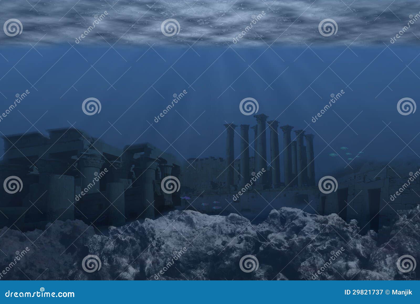 Atlantis stock illustration. Illustration of fish, ruin - 29821737