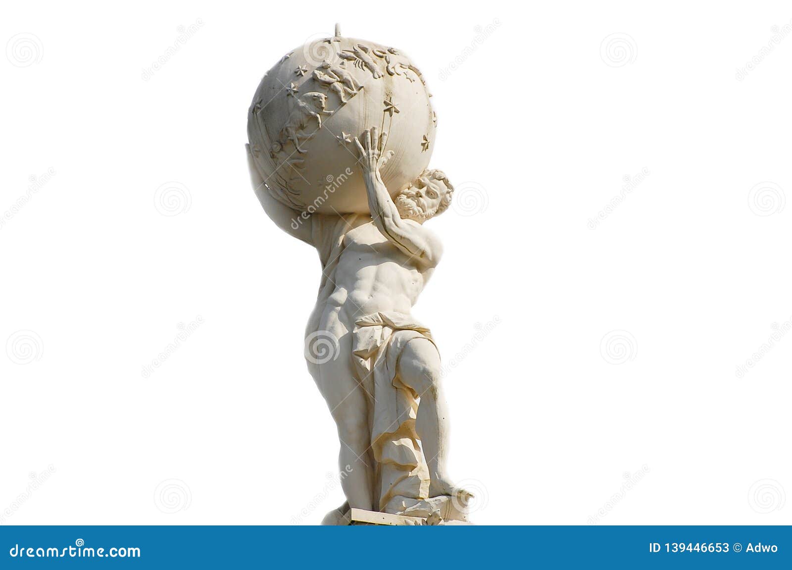 Atlas God Statue stock image. Image of hero, isolated - 139446653