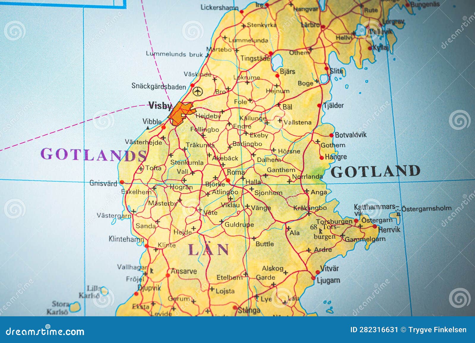Atlas Map of Gotland in Sweden.. Stock Image - Image of north ...