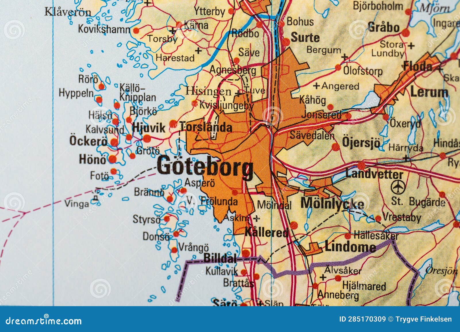 Atlas Map of GÃ¶teborg and MÃ¶lnlycke.. Stock Image - Image of ...