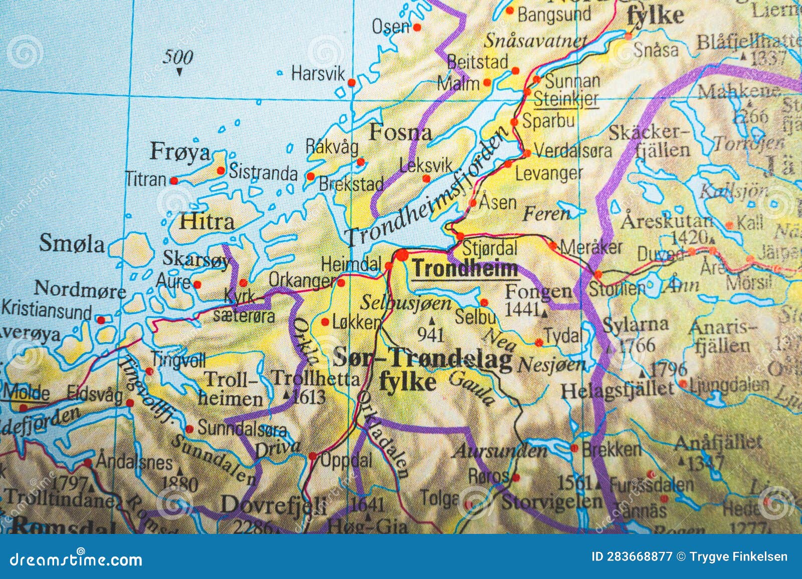 Atlas Map of Trondheim in Norway.. Stock Image - Image of geography ...