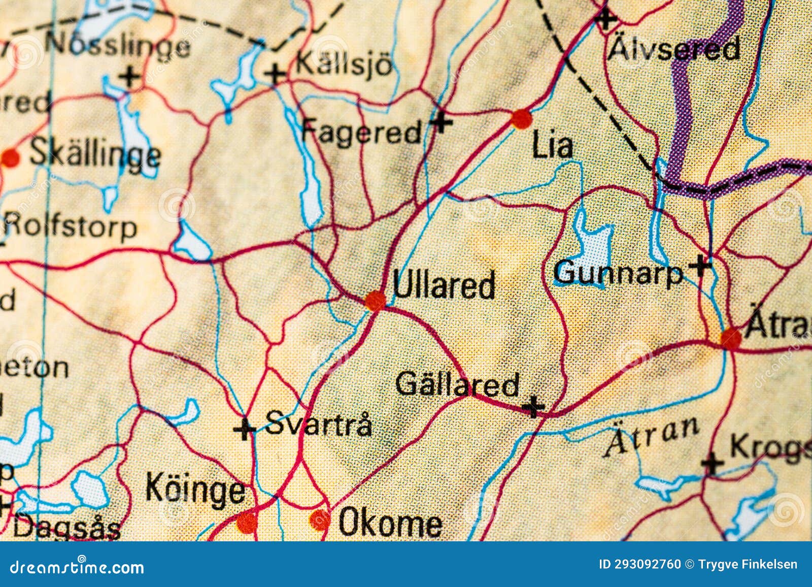Atlas Map of Ullared and Gunnarp.. Stock Photo - Image of regions ...