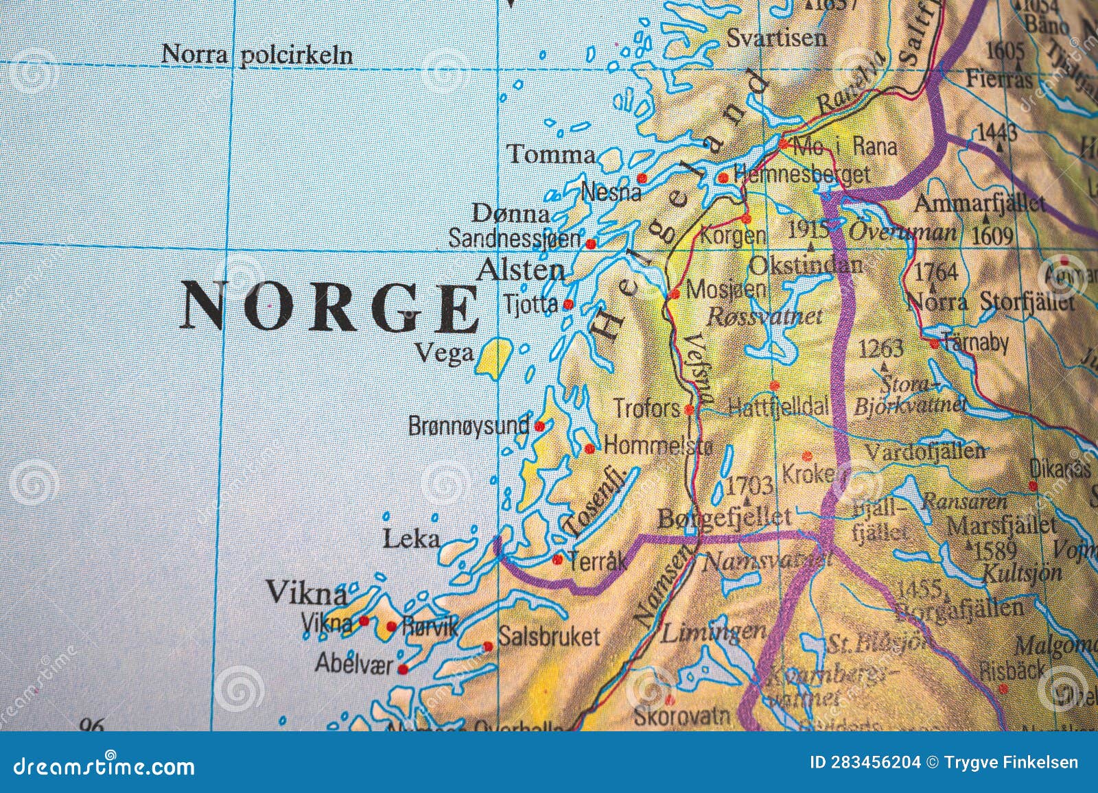 Atlas Map of Vega in Norway.. Stock Photo - Image of tourism, mountain ...