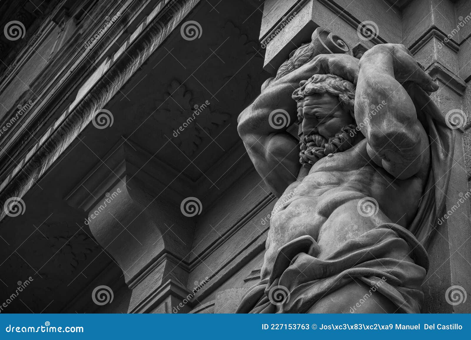 Atlas Sculpture Stone Column Editorial Stock Photo - Image of bright ...