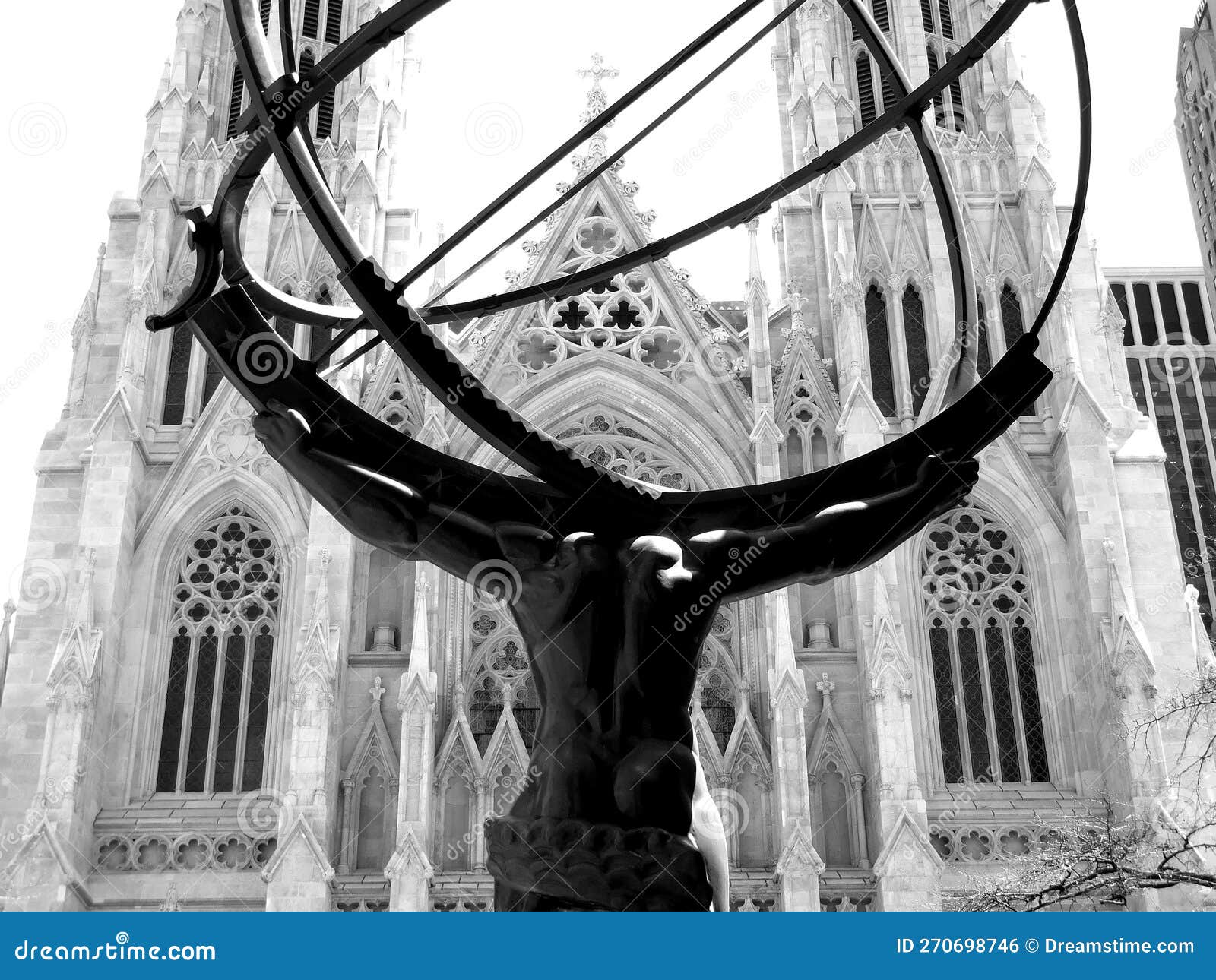Atlas Statue, Saint Patrick Cathedral at Background Stock Photo - Image ...