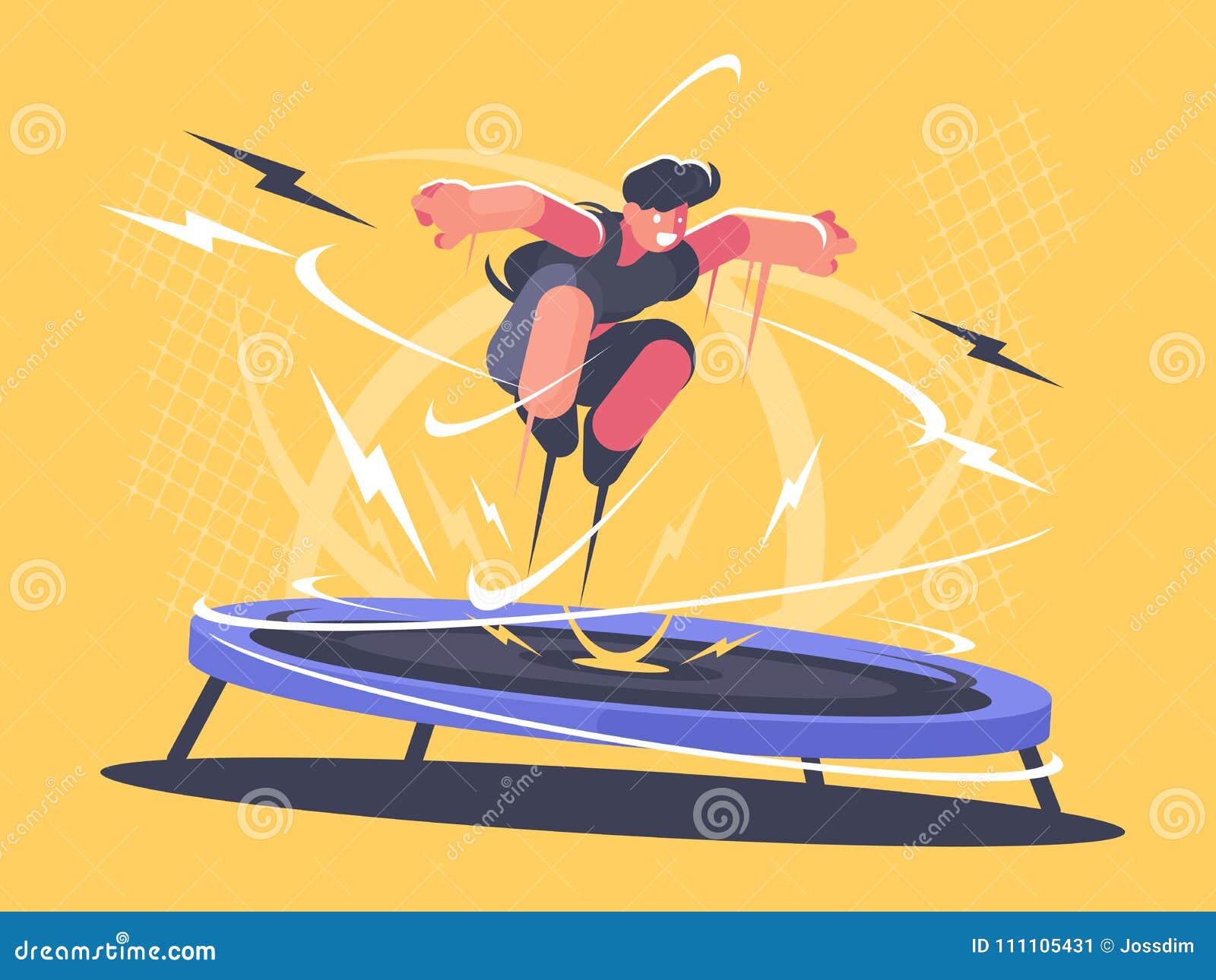 Atleet Die Op Trampoline Springen Vector Illustratie - Illustration of ...