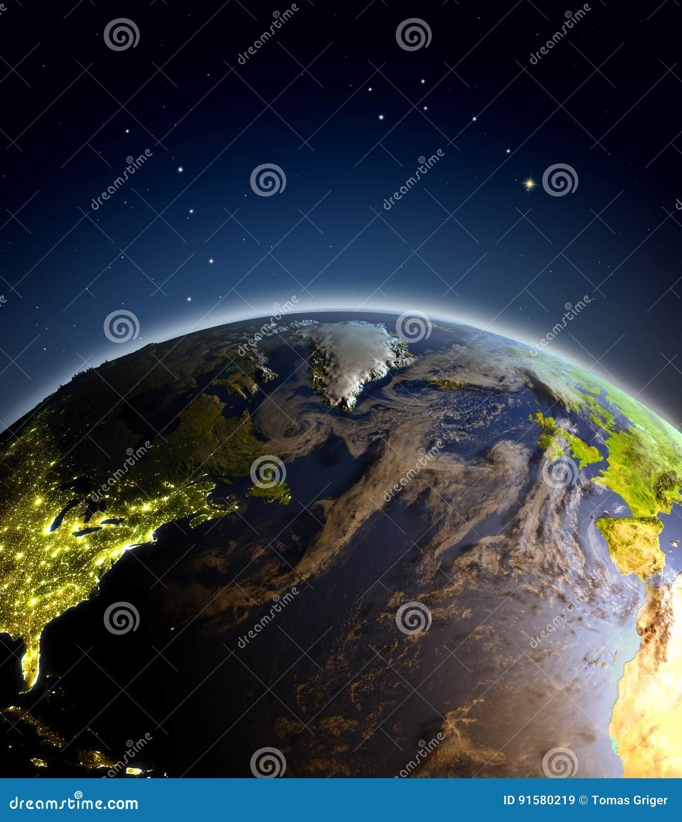 Atlántico Norte Del Espacio Stock de ilustración - Ilustración de ...