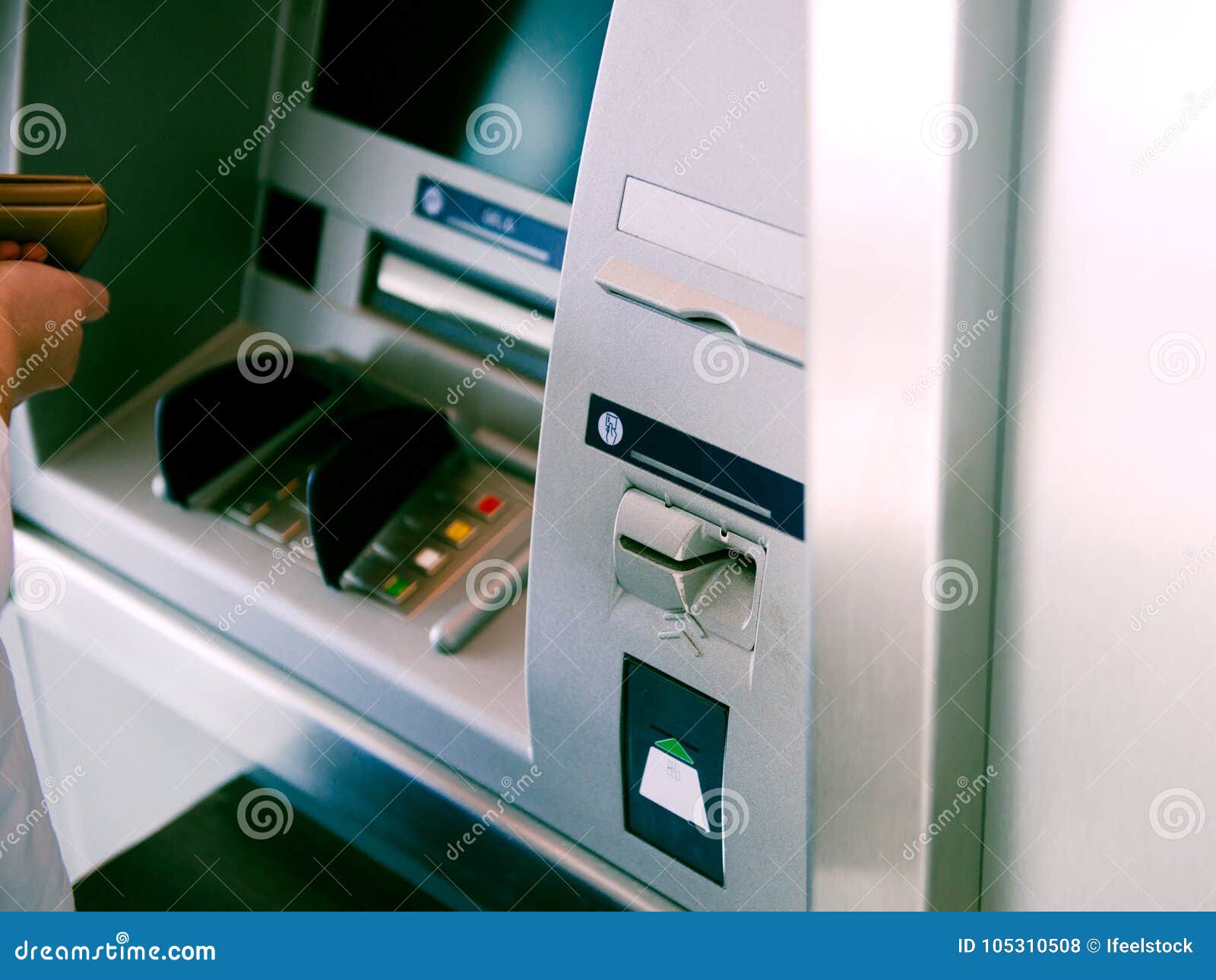 ATM Automatic Teller Machine and Woman Stock Photo - Image of hand ... ATM Automatic Teller Machine and Woman Stock Photo - Image of hand ...