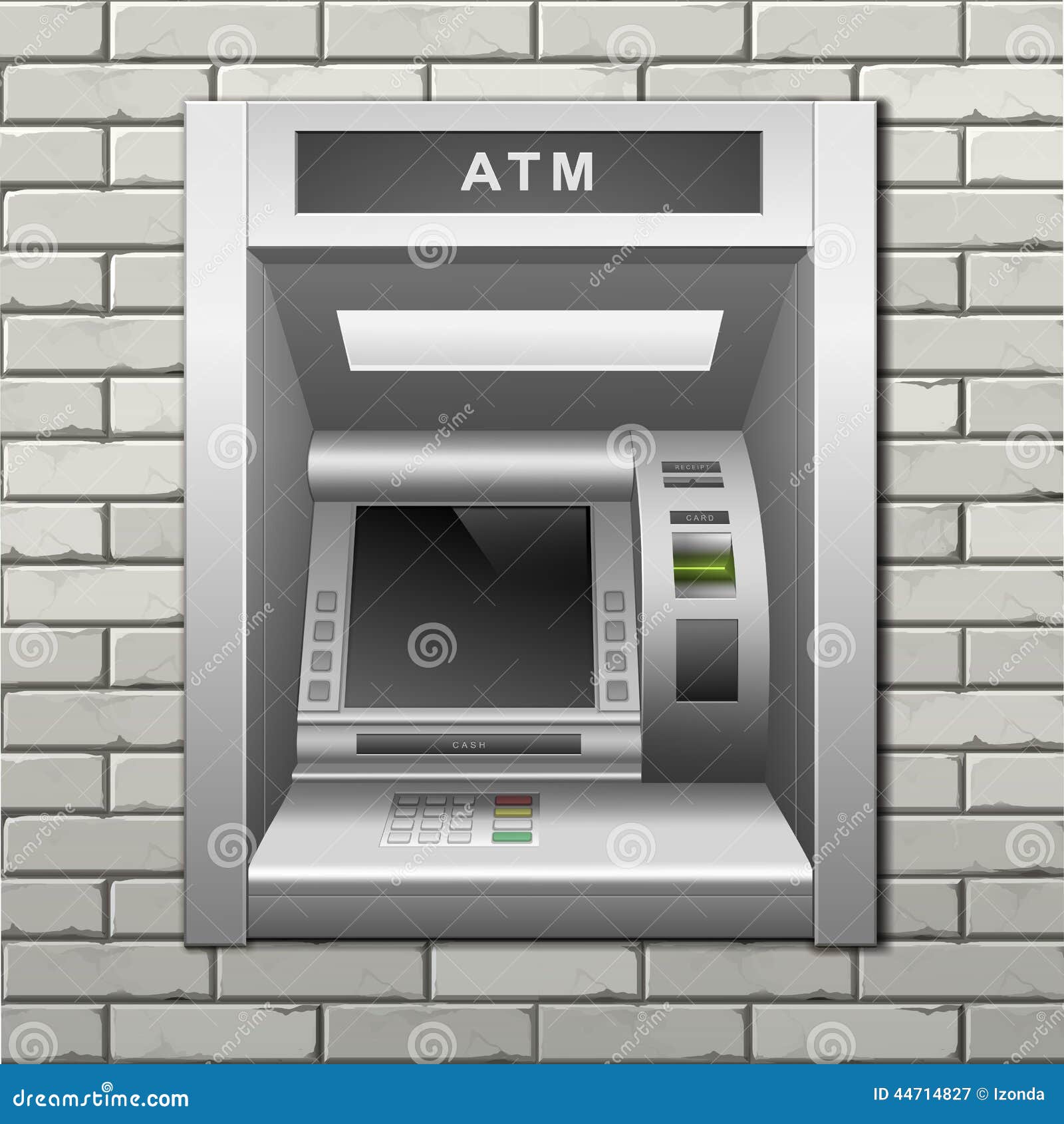 ATM Bank Cash Machine on a Brick Wall Background Stock Vector ...