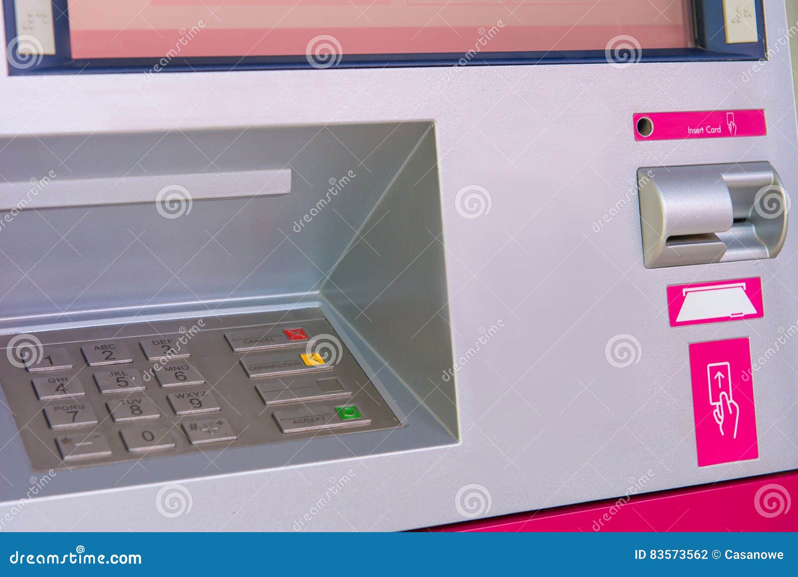 ATM Bank Cash Machine Built into Wall Stock Photo - Image of dollars ...