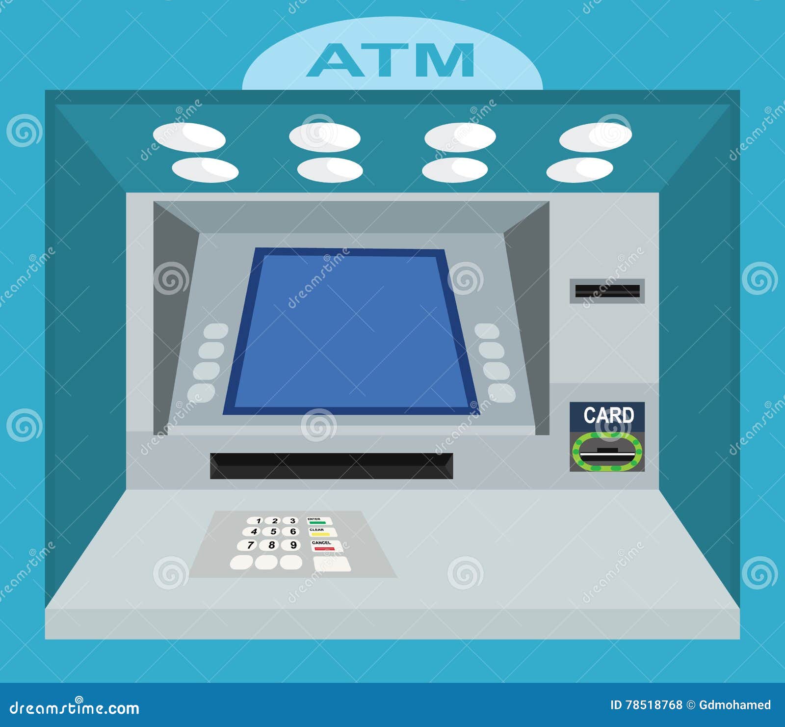 ATM. with Blank Screen in Wall. Stock Vector - Illustration of cash ...