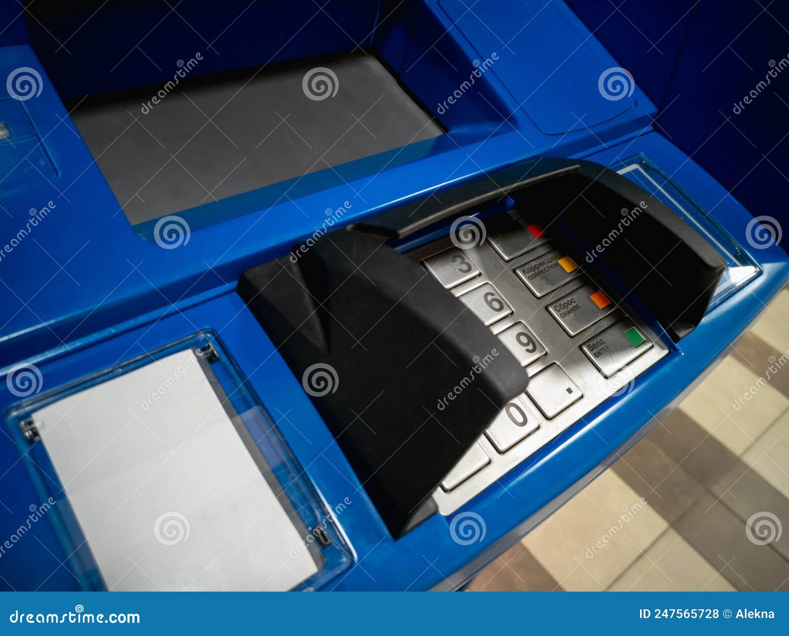 The ATM Board is Blue. Side View Stock Photo - Image of machine ...