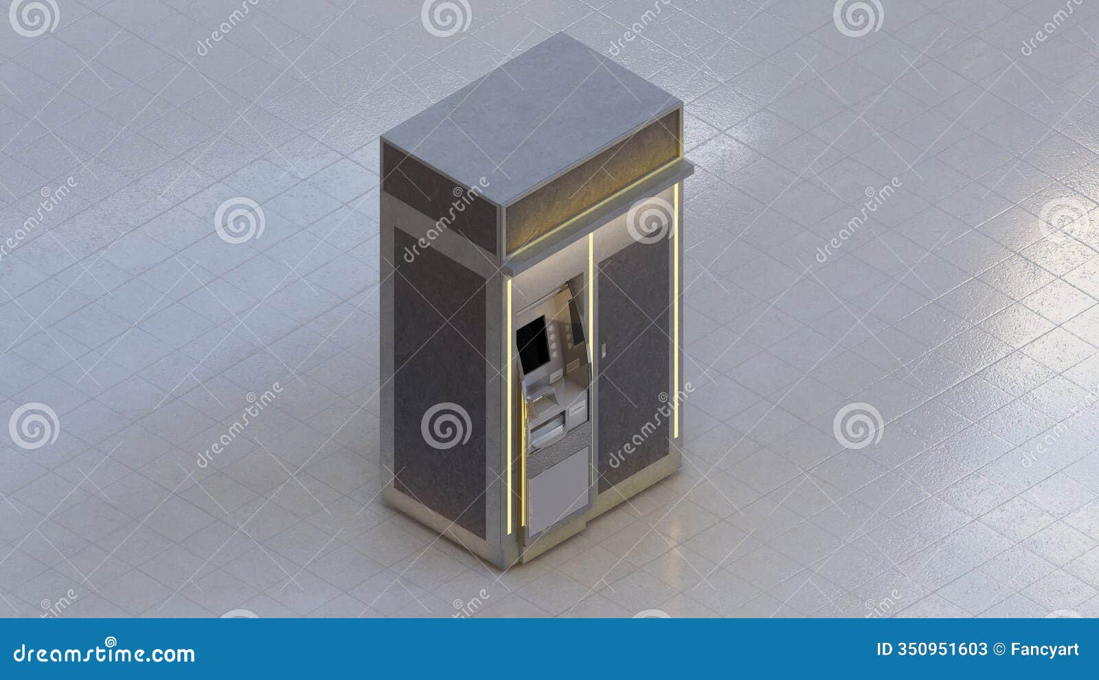 ATM Booth with Space for Ad and Profile Lighting Stock Illustration ...