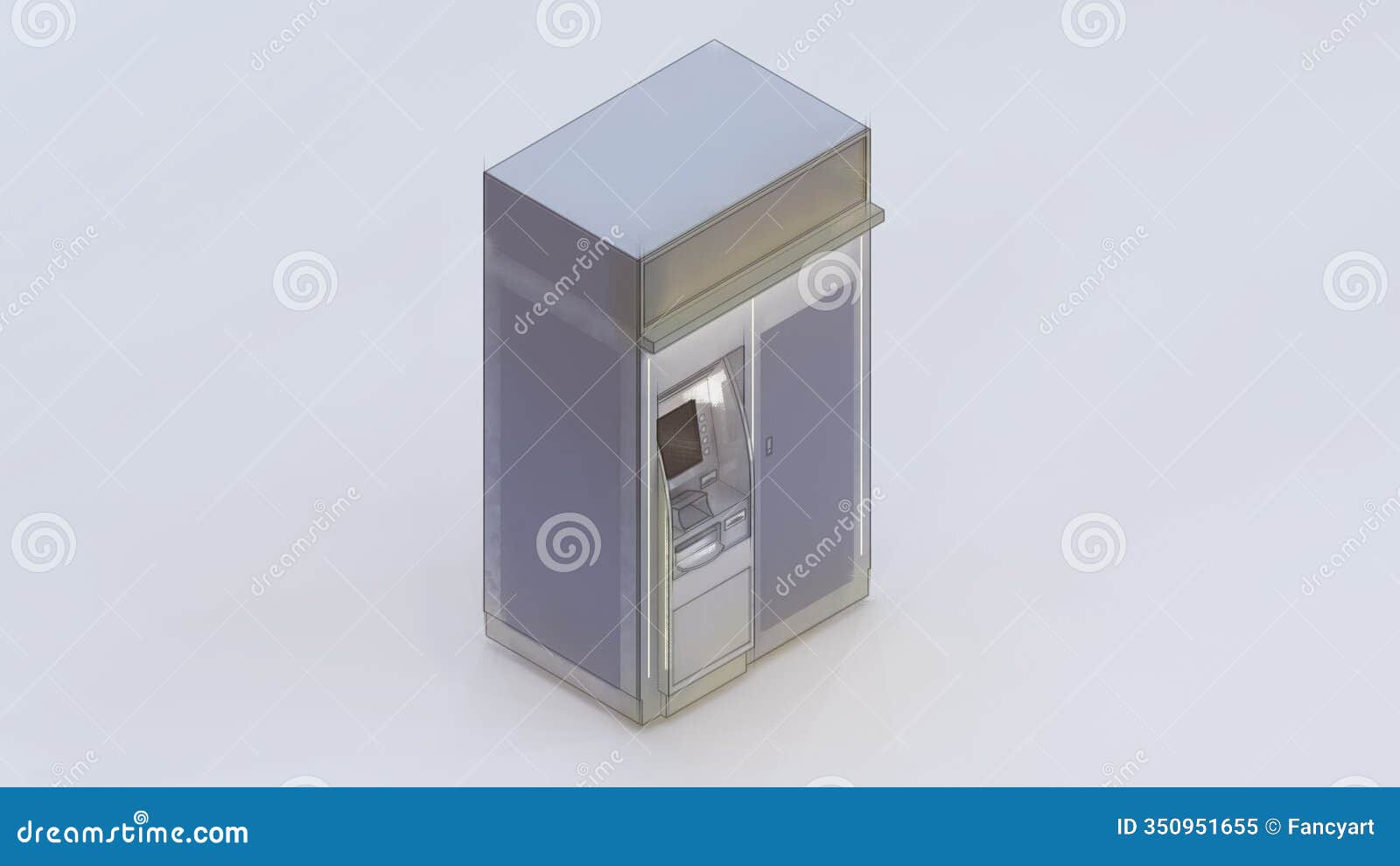 ATM Booth with Space for Ad and Profile Lighting Stock Illustration ...