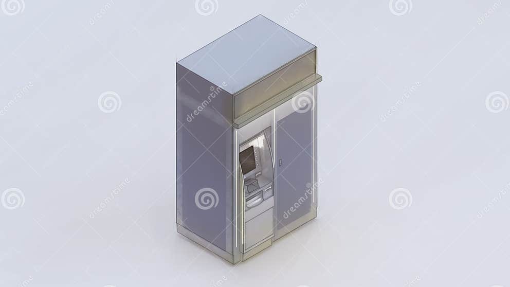 ATM Booth with Space for Ad and Profile Lighting Stock Illustration ...