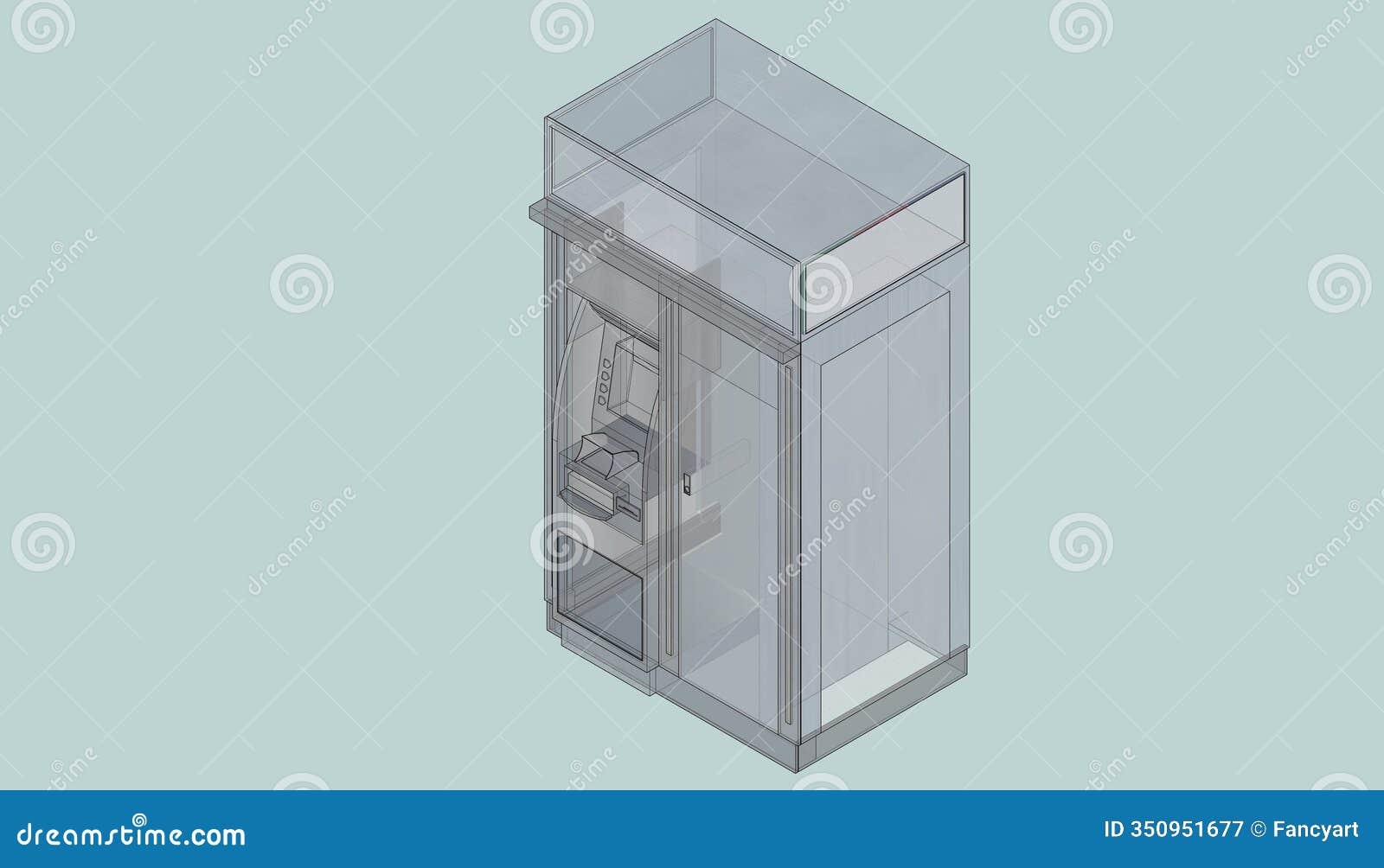 ATM Booth with Space for Ad and Profile Lighting Stock Illustration ...