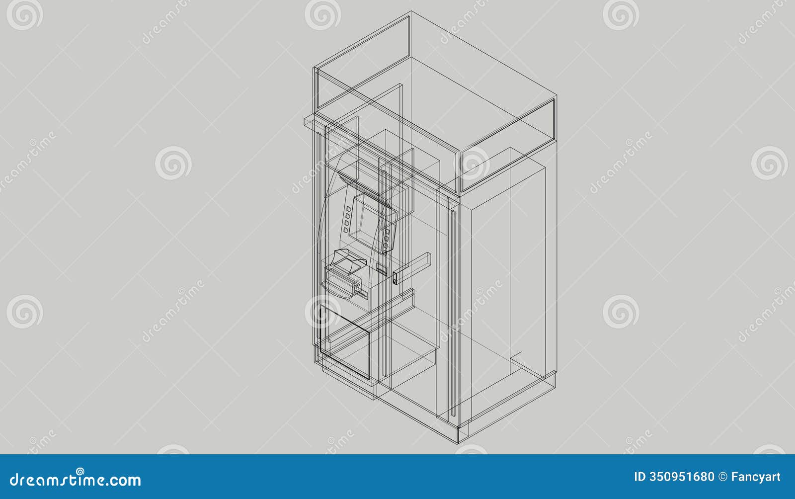 ATM Booth with Space for Ad and Profile Lighting Stock Illustration ...