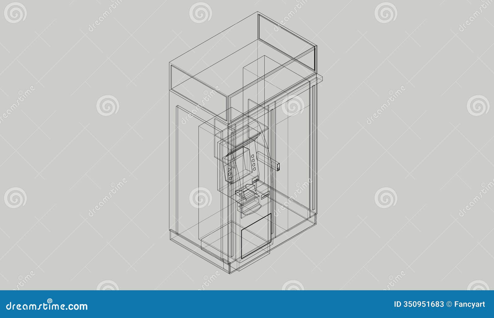 ATM Booth with Space for Ad and Profile Lighting Stock Illustration ...