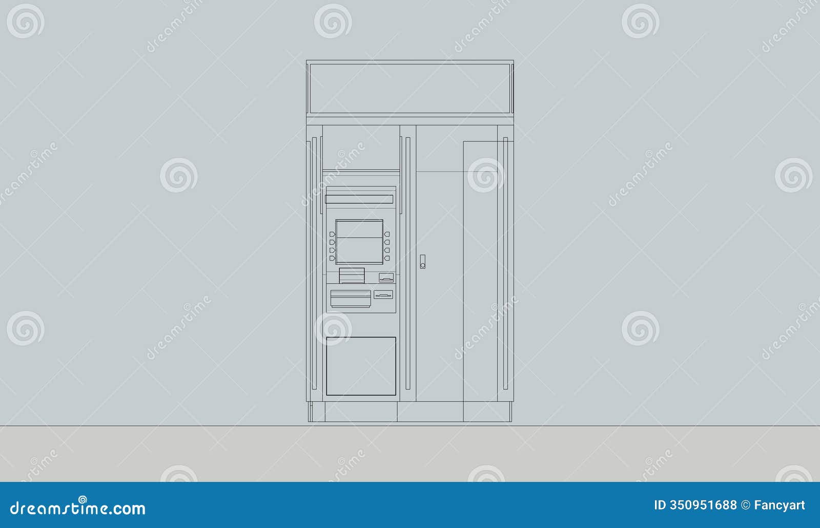 ATM Booth with Space for Ad and Profile Lighting Stock Illustration ...