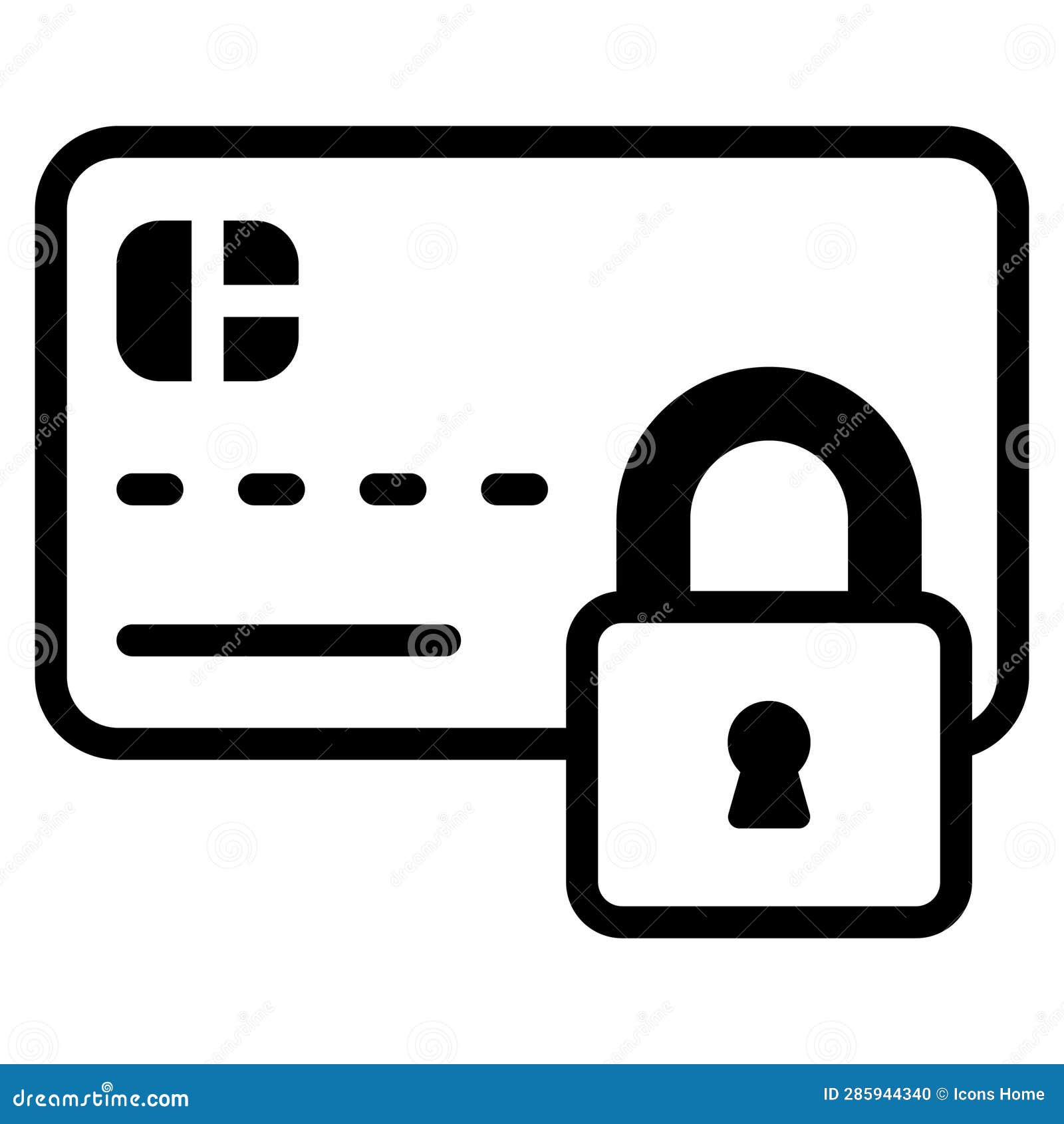 Atm Card with Padlock, Secure Payment Concept Icon, Credit Card ...