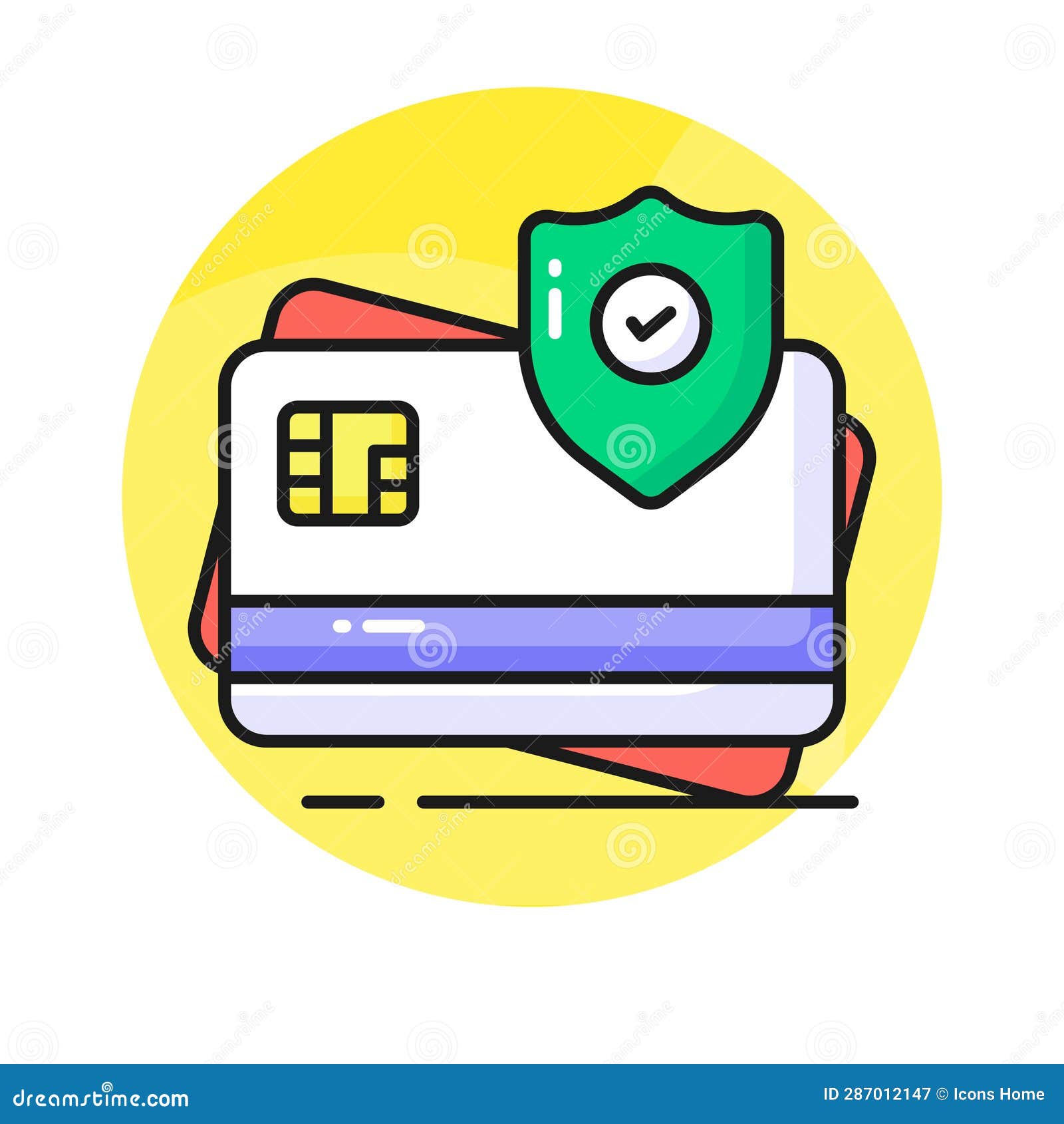 Atm Card with Protection Shield, Secure Payment Concept Icon, Credit ...