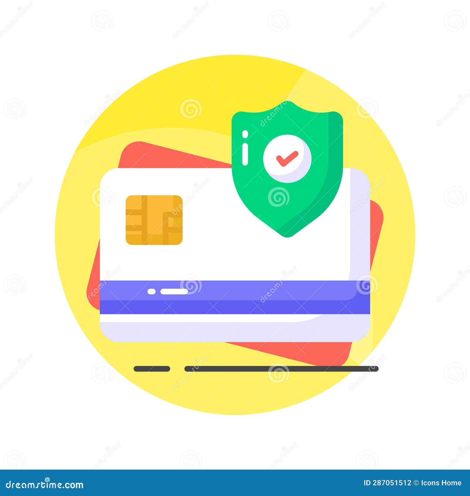 Atm Card with Protection Shield, Secure Payment Concept Icon, Credit ...
