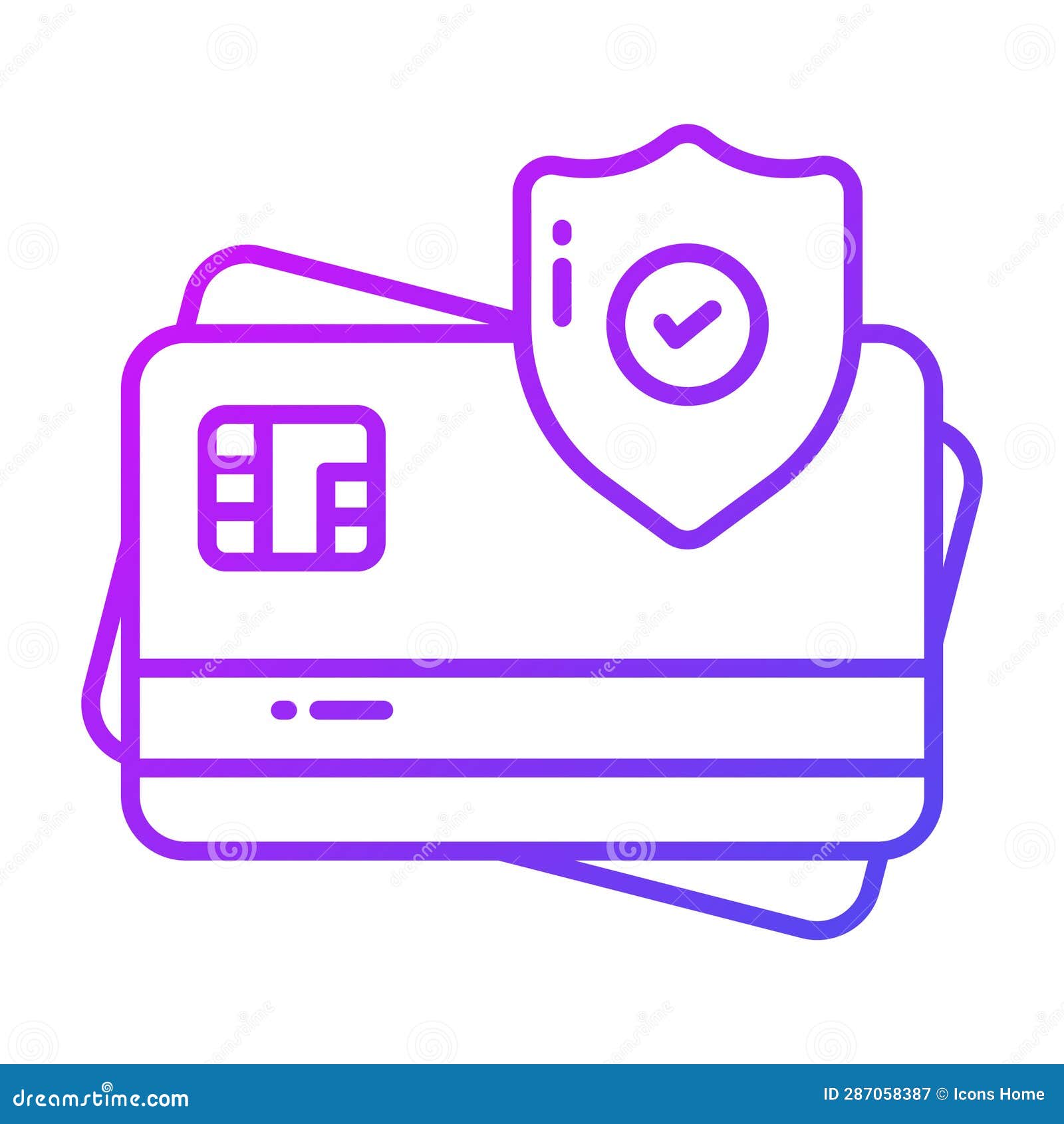 Atm Card with Protection Shield, Secure Payment Concept Icon, Credit ...
