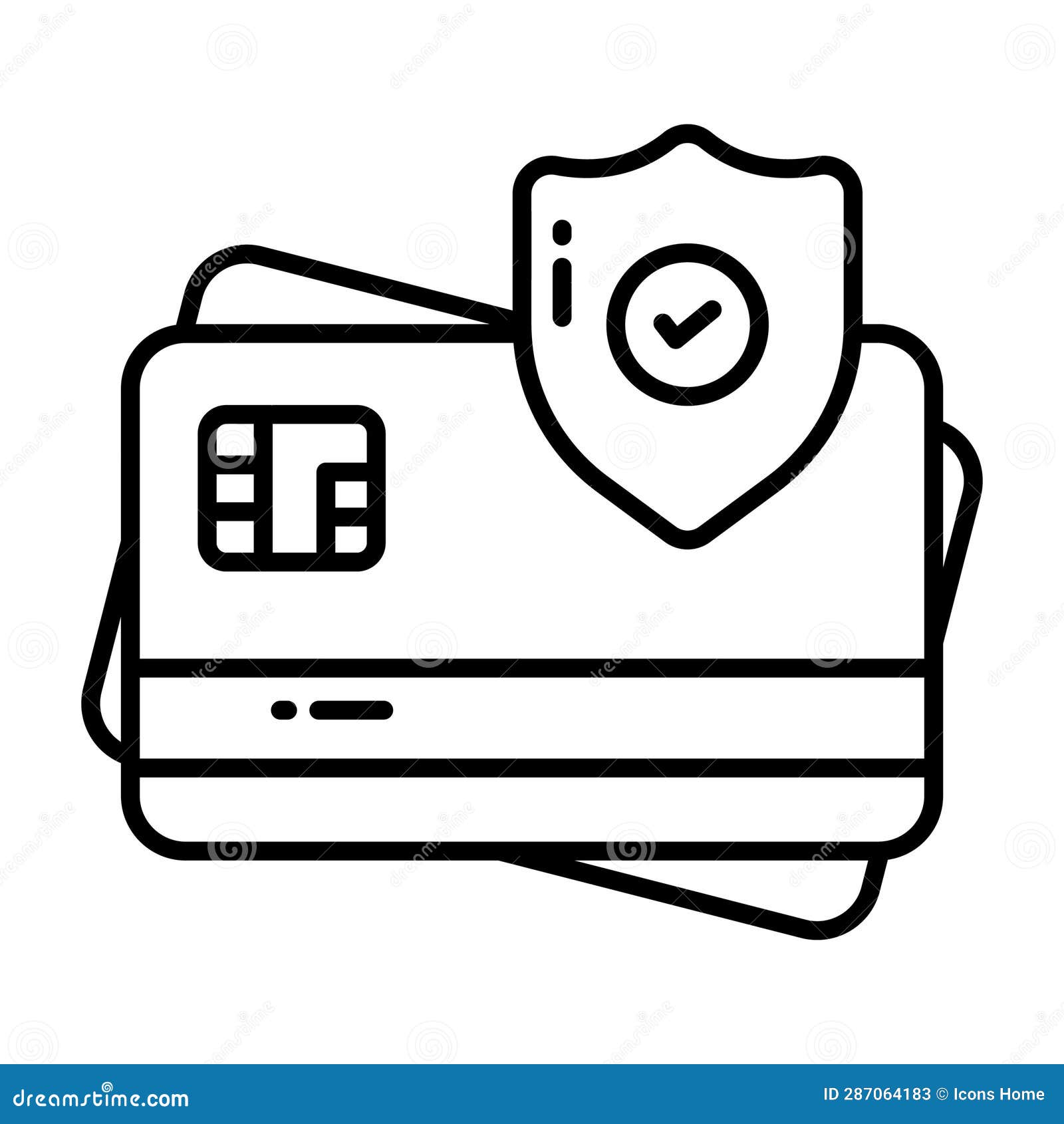 Atm Card with Protection Shield, Secure Payment Concept Icon, Credit ...