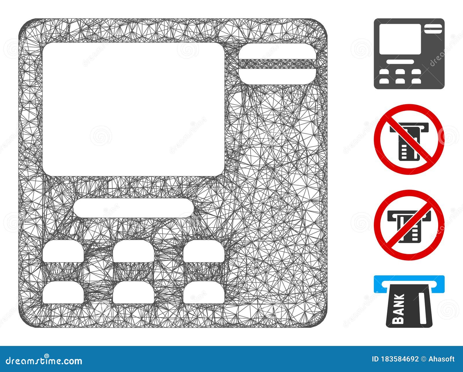ATM Device Web Vector Mesh Illustration Stock Illustration ...