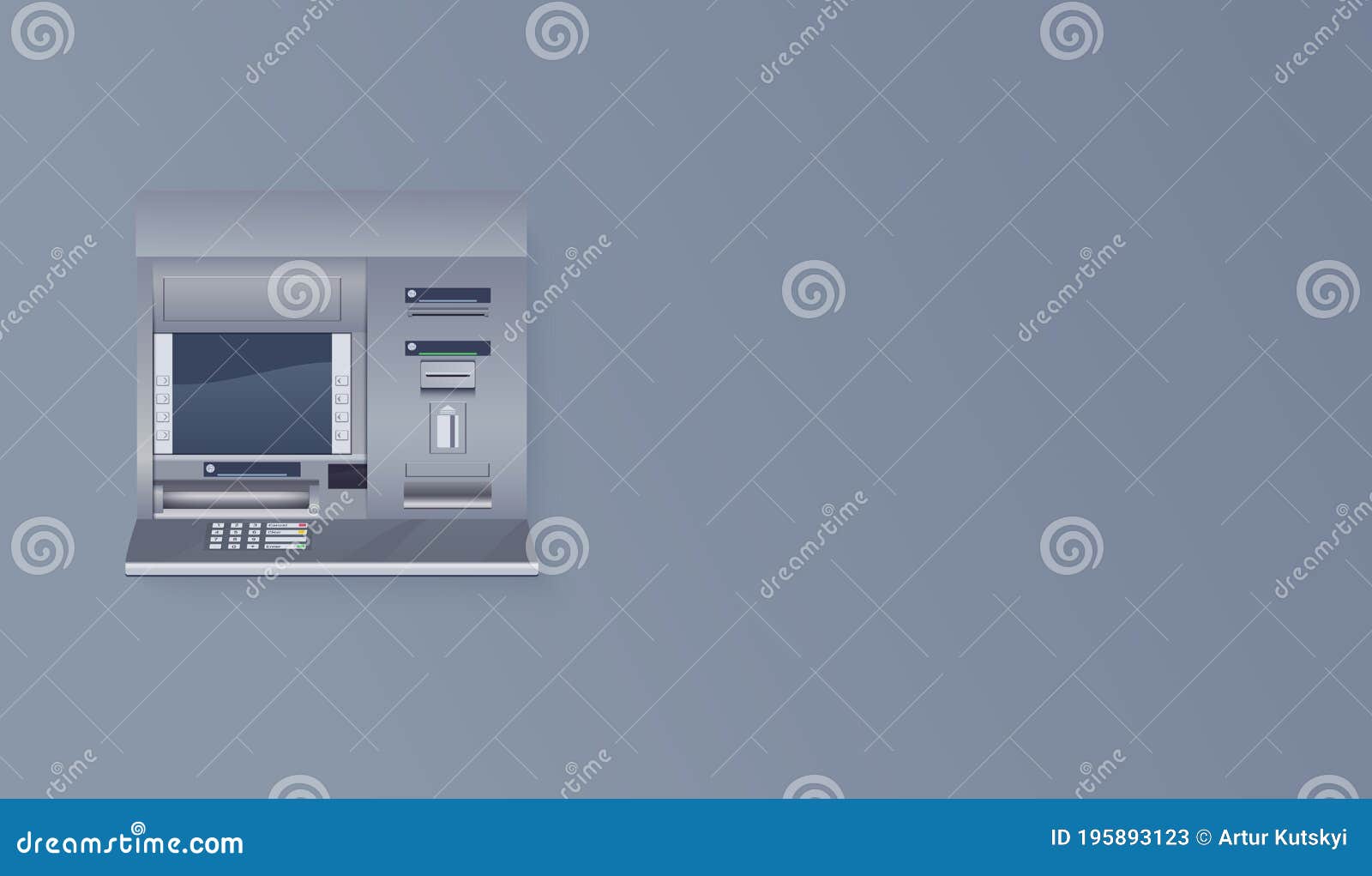 ATM on Empty Wall. Automated Teller Machine Realistic Vector ...