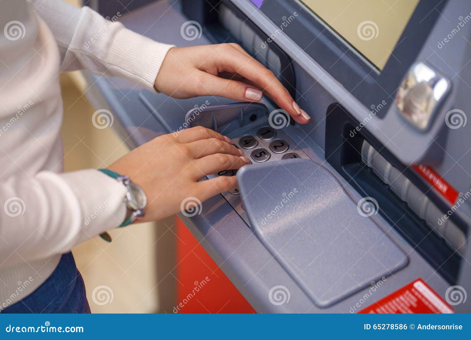 ATM - entering pin stock photo. Image of identification - 65278586