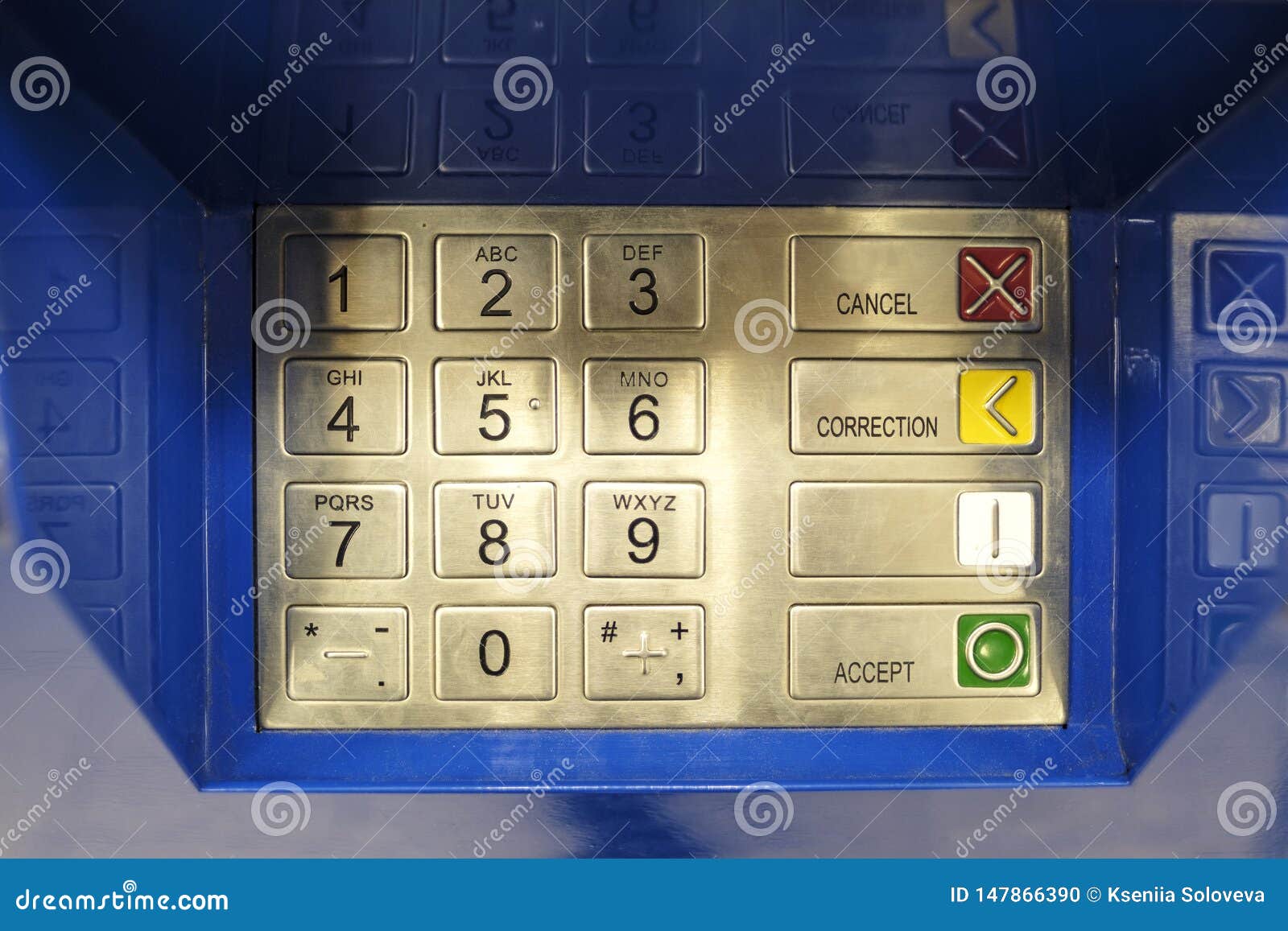 ATM EPP keyboard stock photo. Image of code, bucks, grey - 147866390
