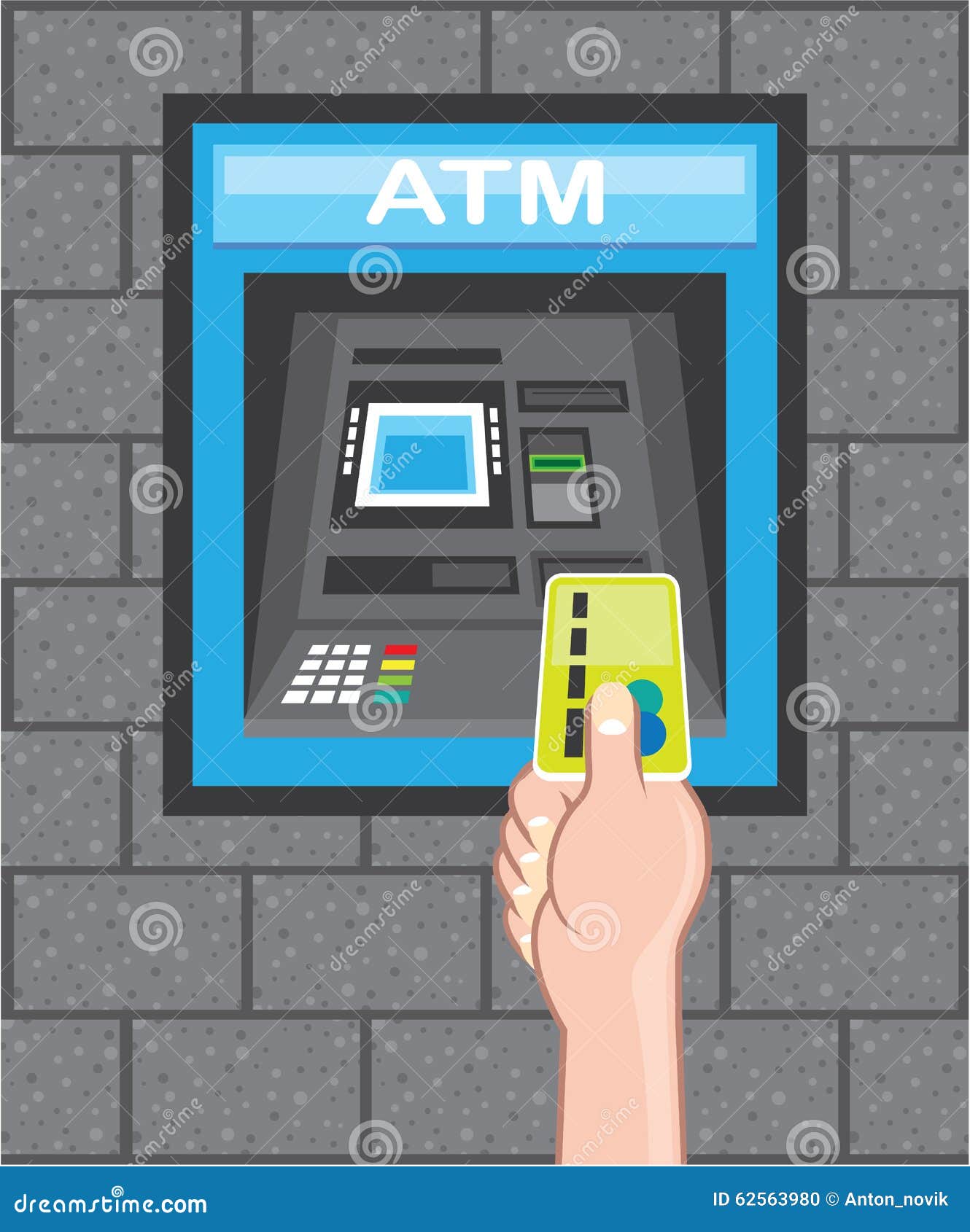 ATM Human Hand with a Card Vector Stock Vector - Illustration of file ...