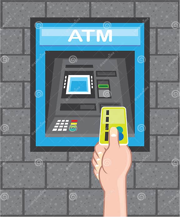 ATM Human Hand with a Card Vector Stock Vector - Illustration of file ...