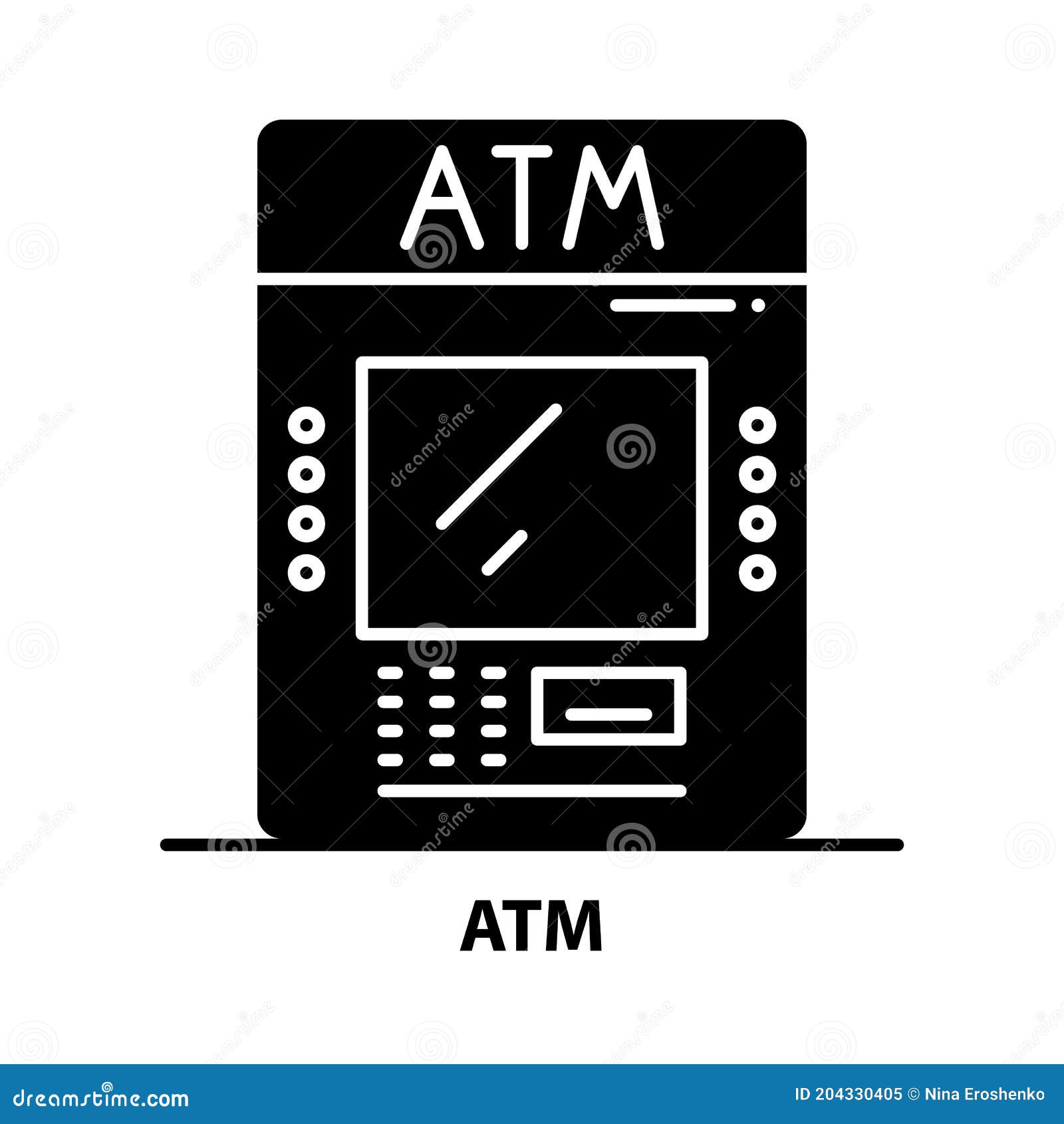 Atm Icon, Black Vector Sign with Editable Strokes, Concept Illustration ...