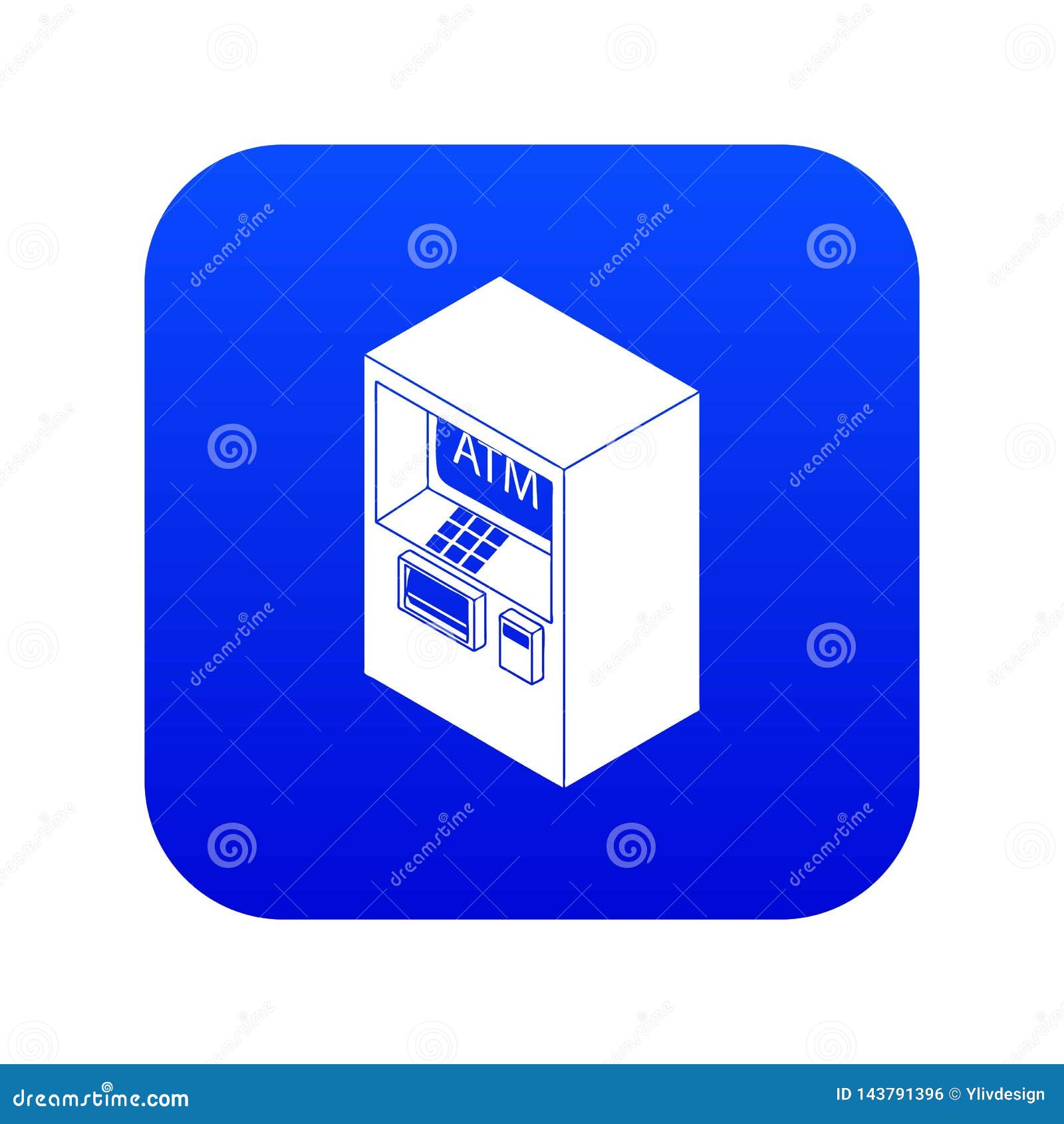 Atm icon blue vector stock vector. Illustration of account - 143791396