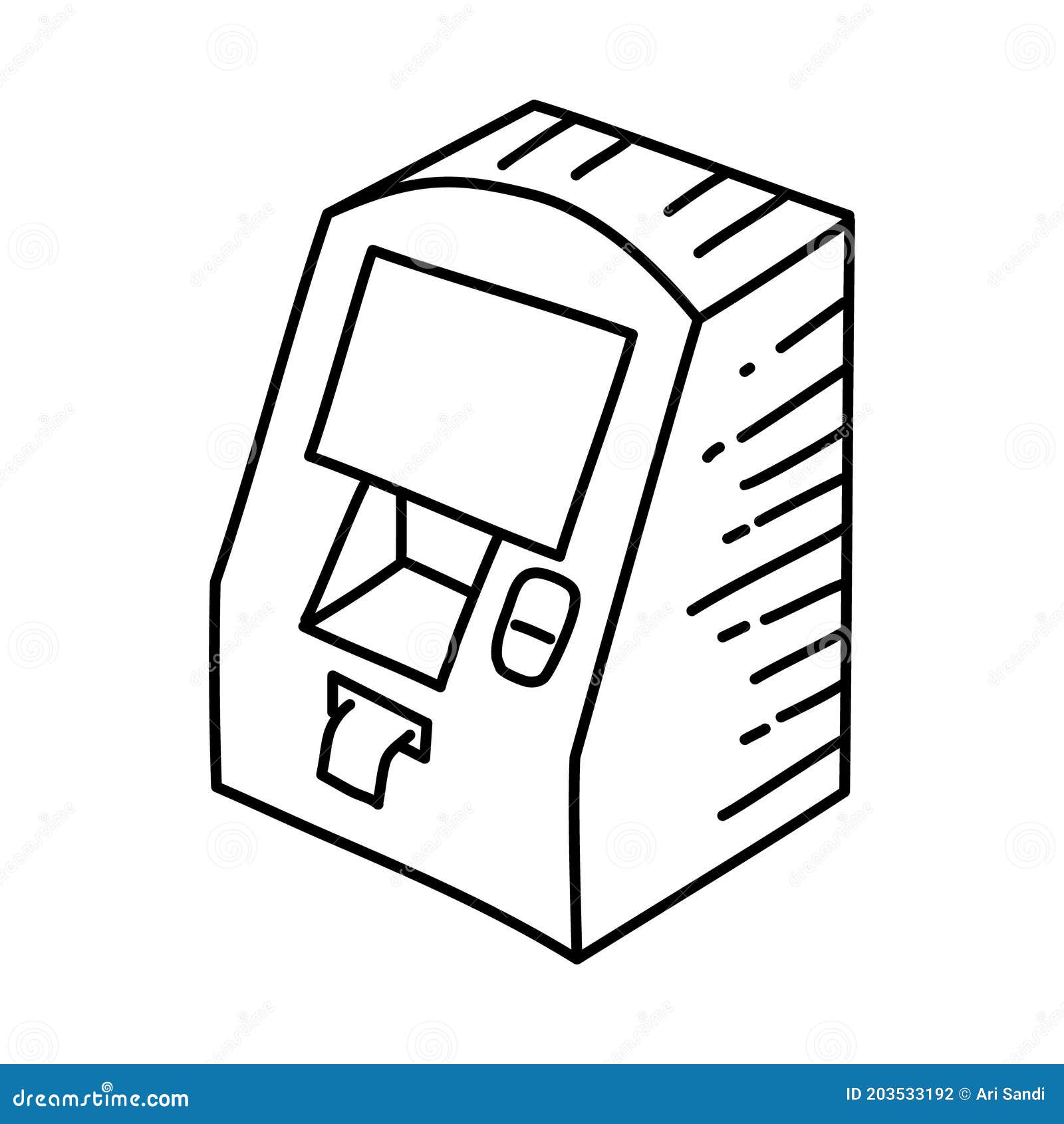 ATM Icon. Doodle Hand Drawn or Outline Icon Style Stock Illustration ...