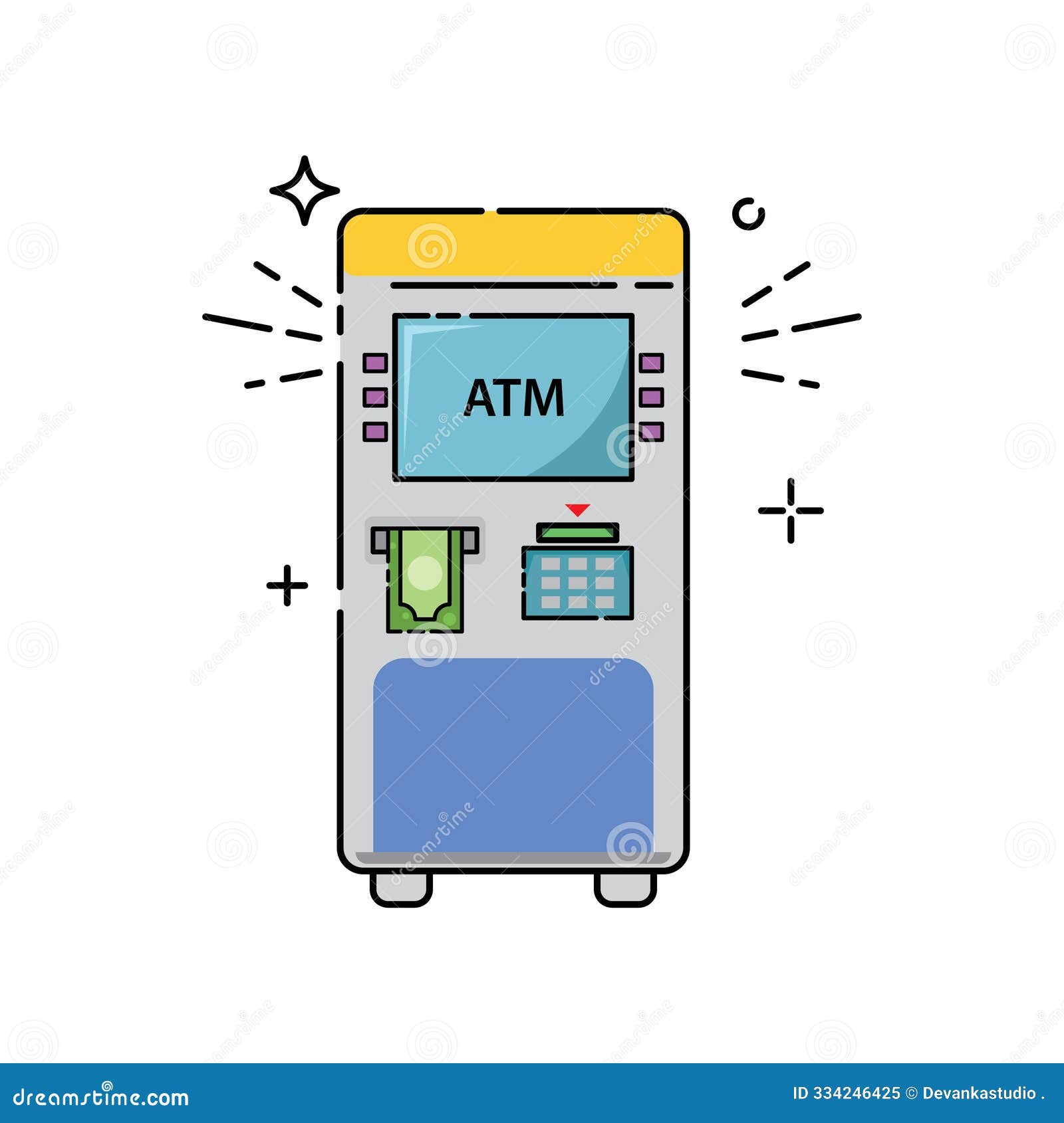 ATM icon flat design stock vector. Illustration of cash - 334246425