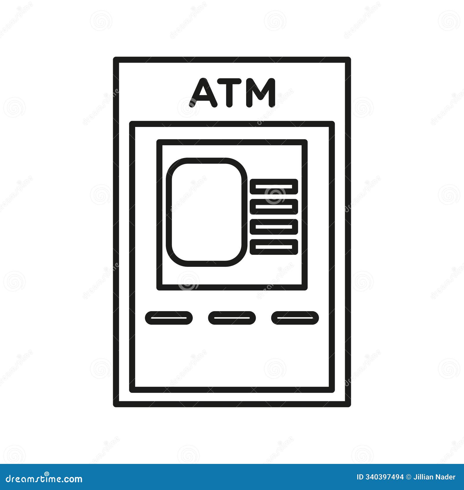 ATM Icon Flat Line Symbol Set Stock Illustration - Illustration of ...