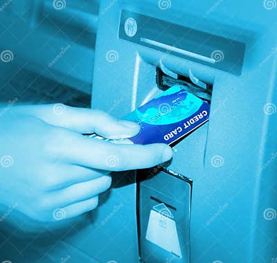 ATM. Inserting a Card. stock image. Image of electronic - 1203117
