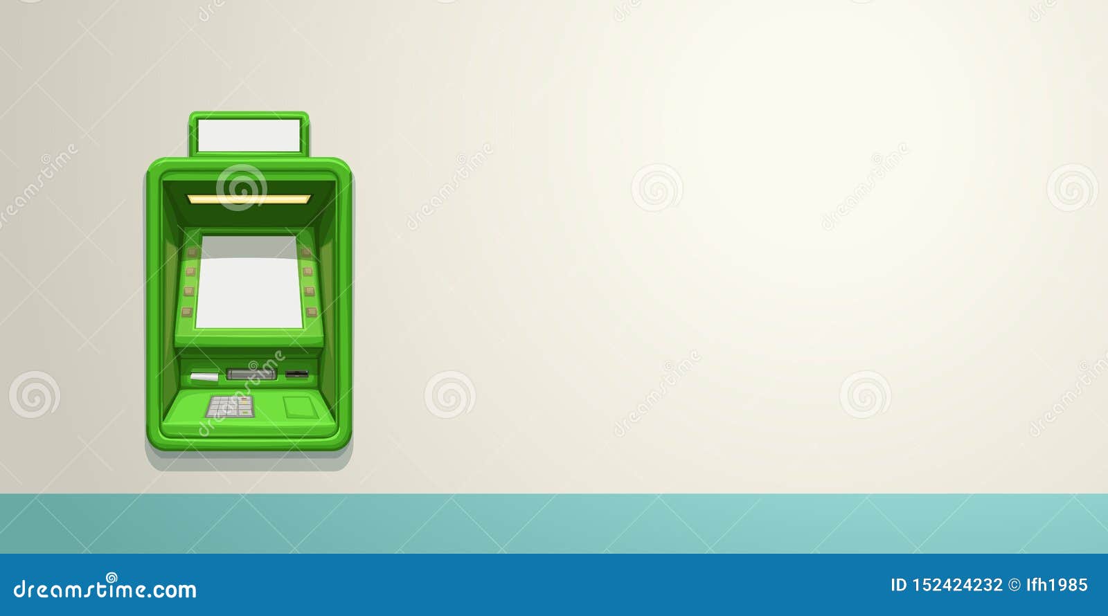 Atm Inside Bright Grey Wall Stock Vector - Illustration of cash ...