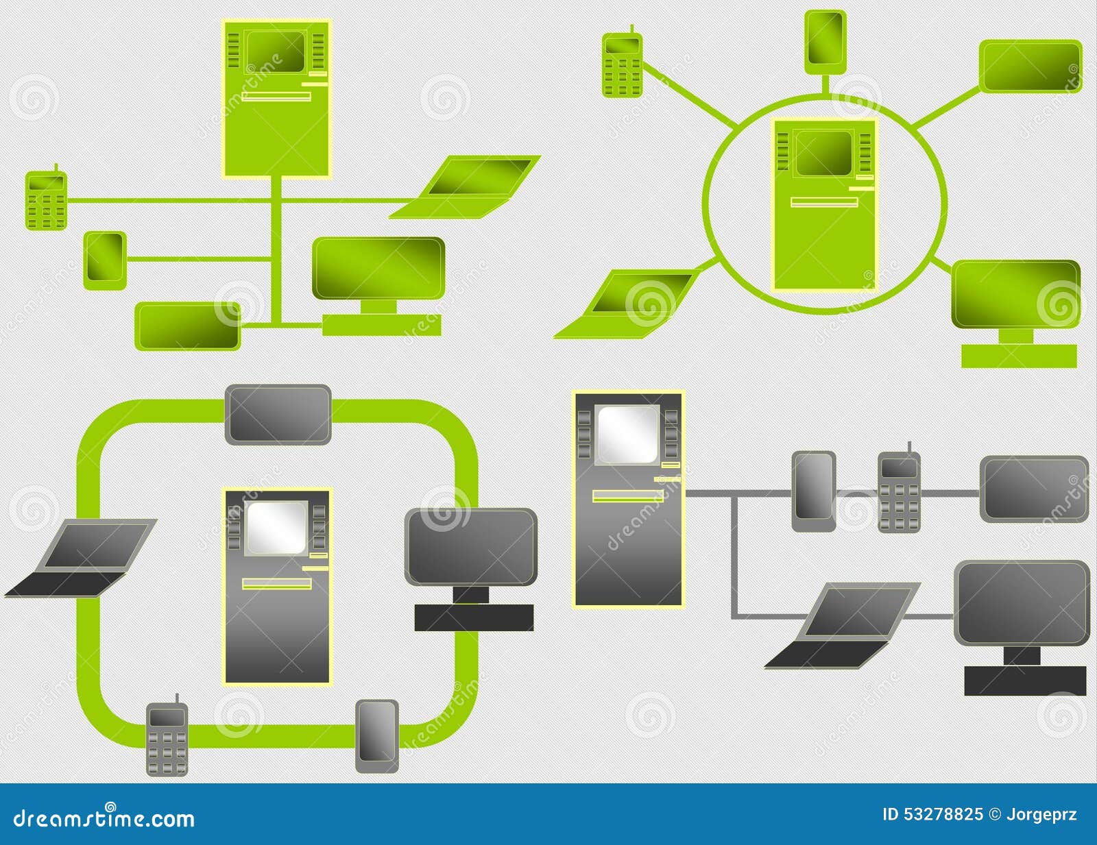ATM Interconnected Diagrams Stock Illustration - Illustration of tablet ...