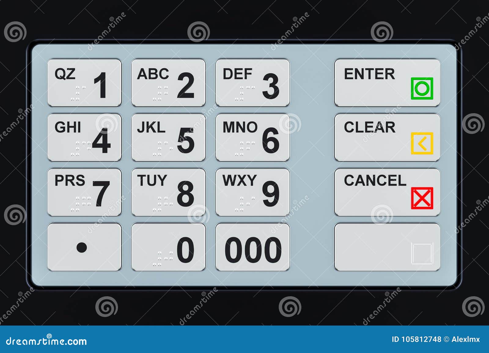 ATM keypad closeup, 3D stock illustration. Illustration of keyboard ...