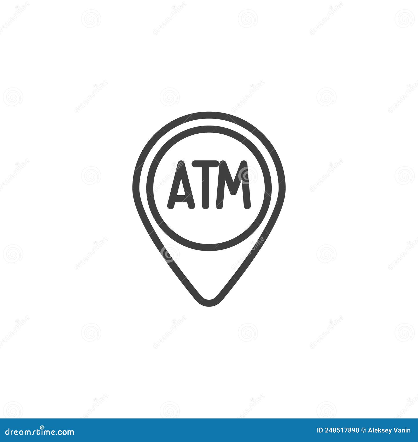 ATM location pin line icon stock vector. Illustration of pictogram ...