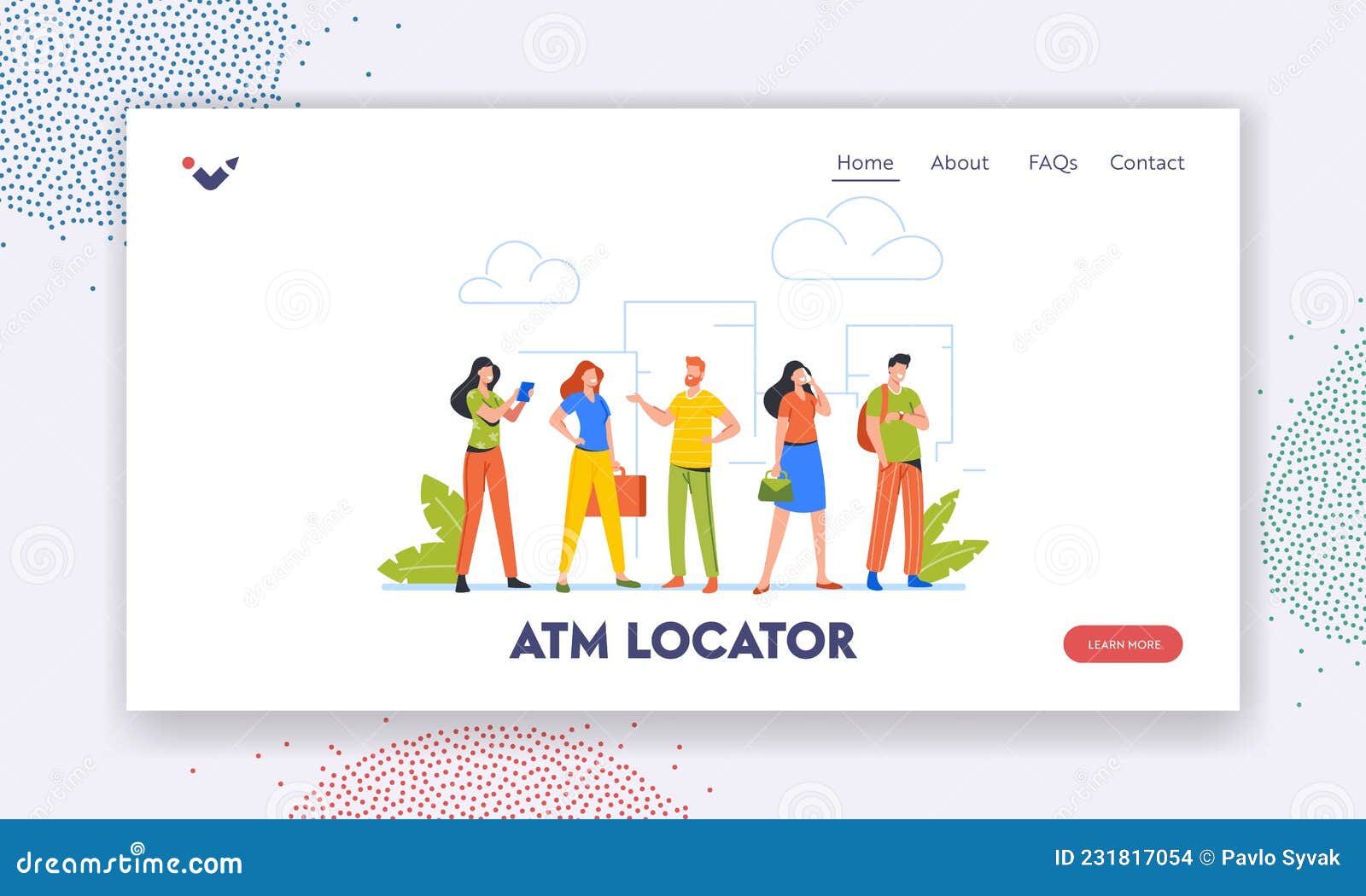 Atm Locator Landing Page Template. People Wait Stand In Row In Bank ... Atm Locator Landing Page Template. People Wait Stand In Row In Bank ...