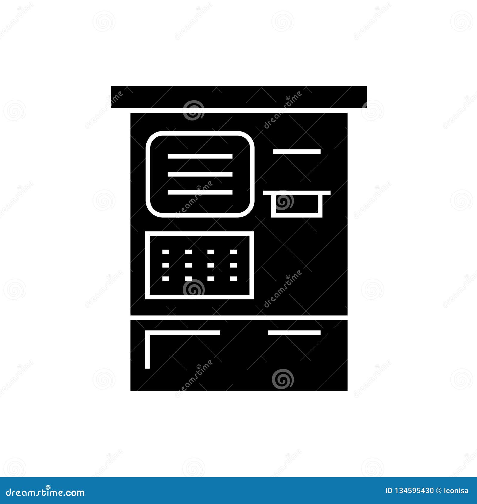 Atm Machine Black Vector Concept Icon. Atm Machine Flat Illustration ...